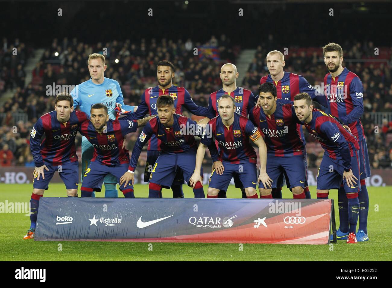 Barcelona, Spain. 11th Feb, 2015. Barcelona team group line-up ...