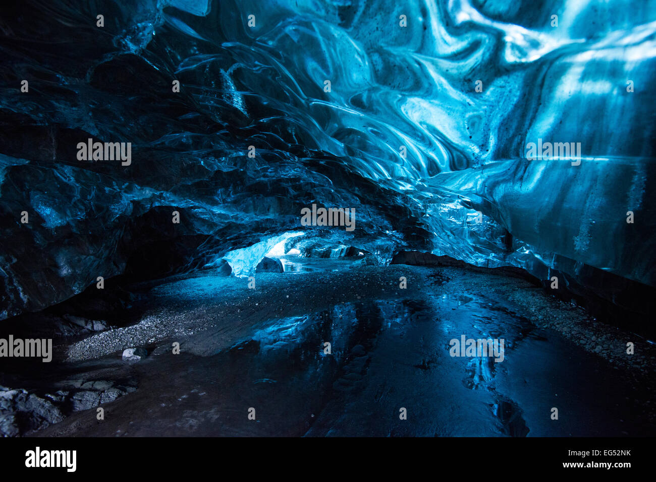 Inside a glacier ice cave in South East Iceland Stock Photo - Alamy