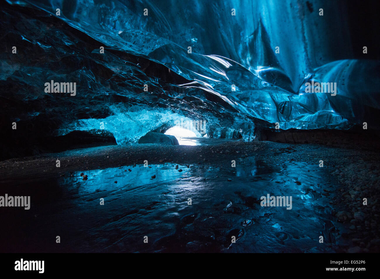 Inside a glacier ice cave in South East Iceland Stock Photo - Alamy