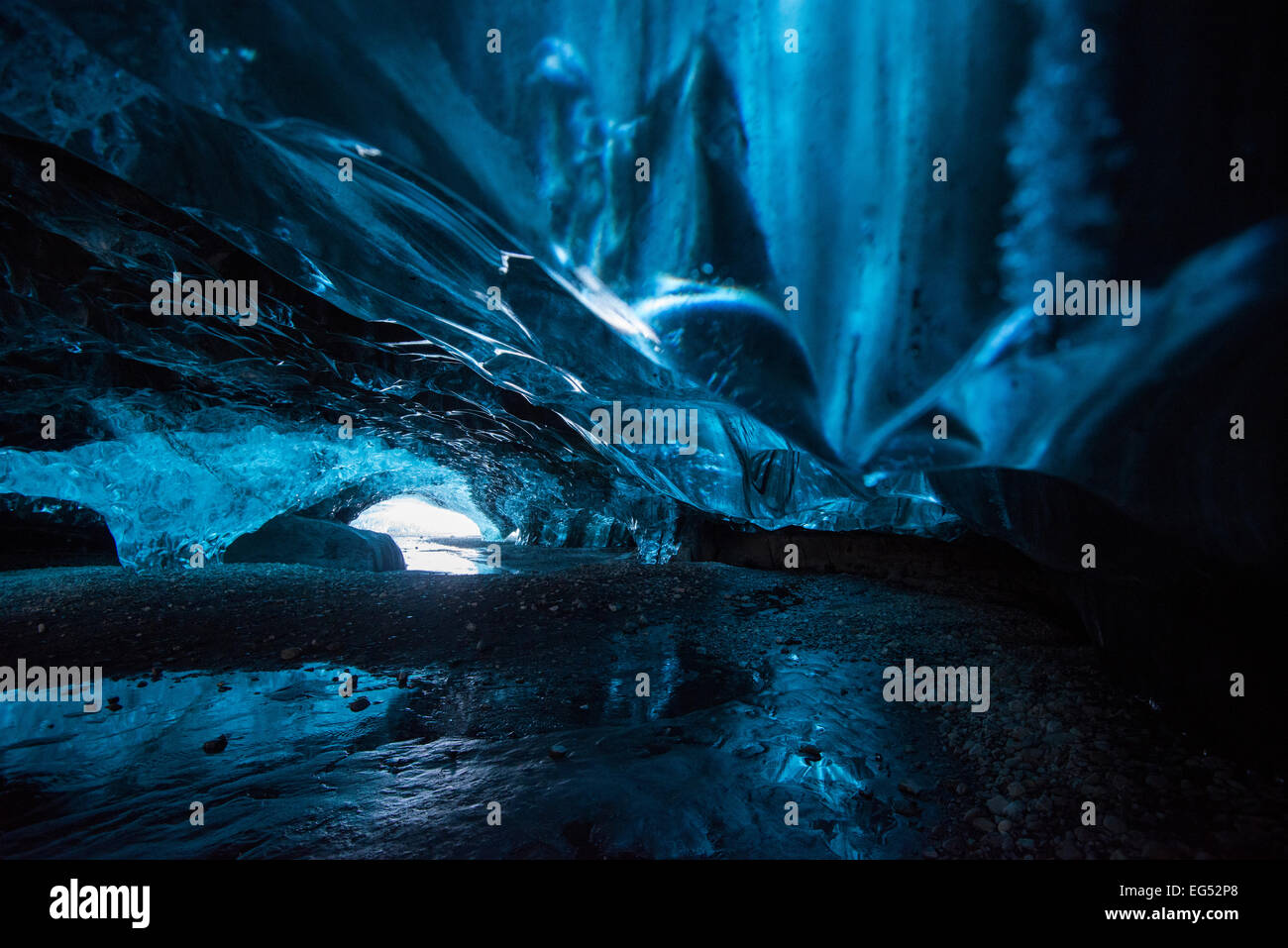 Inside a glacier ice cave in South East Iceland Stock Photo - Alamy