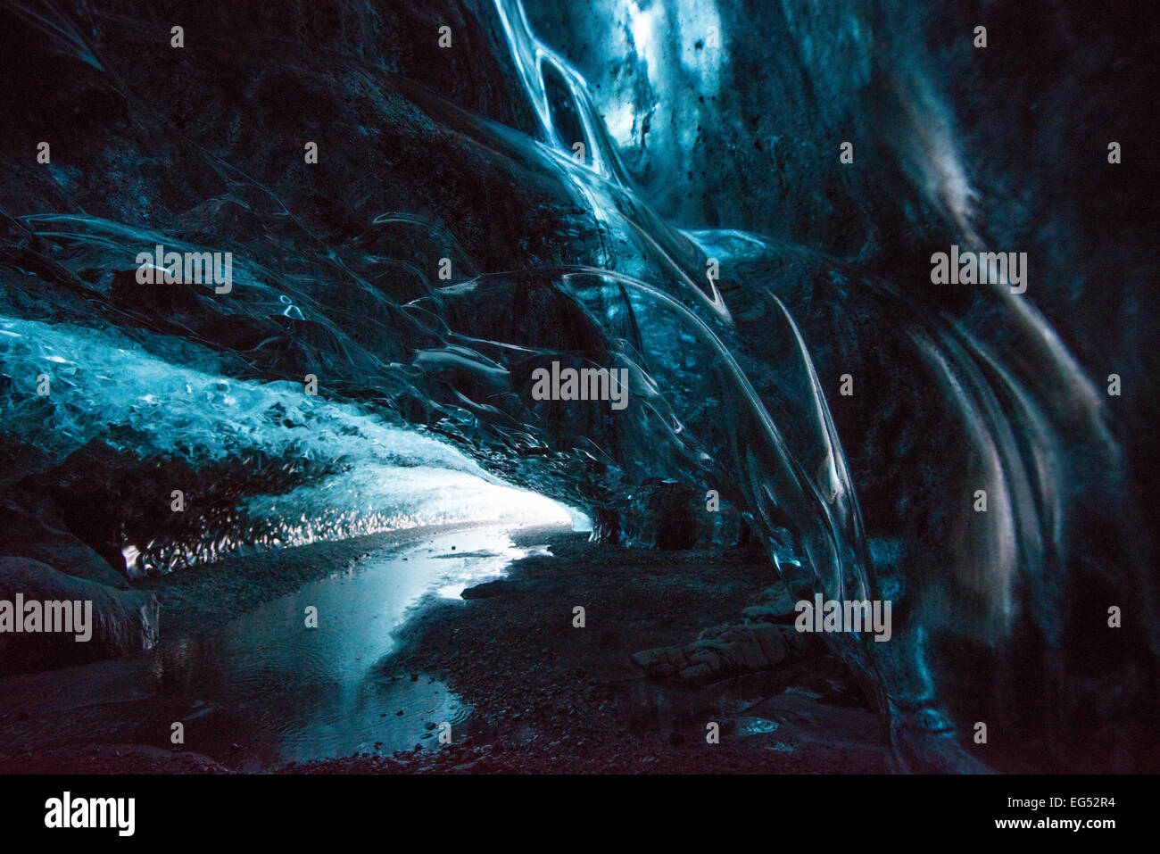 Inside a glacier ice cave in South East Iceland Stock Photo - Alamy