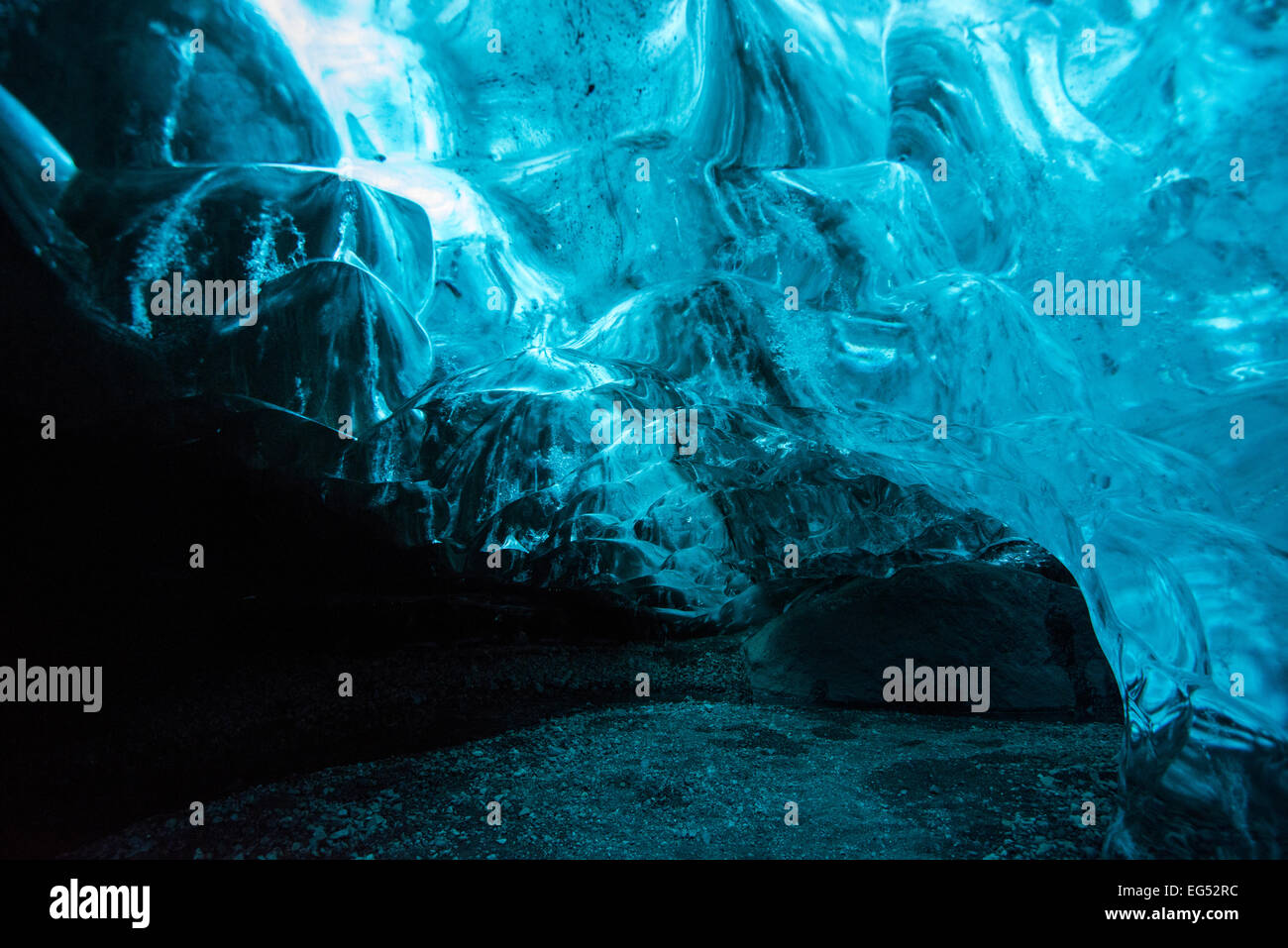 Inside a glacier ice cave in South East Iceland Stock Photo - Alamy