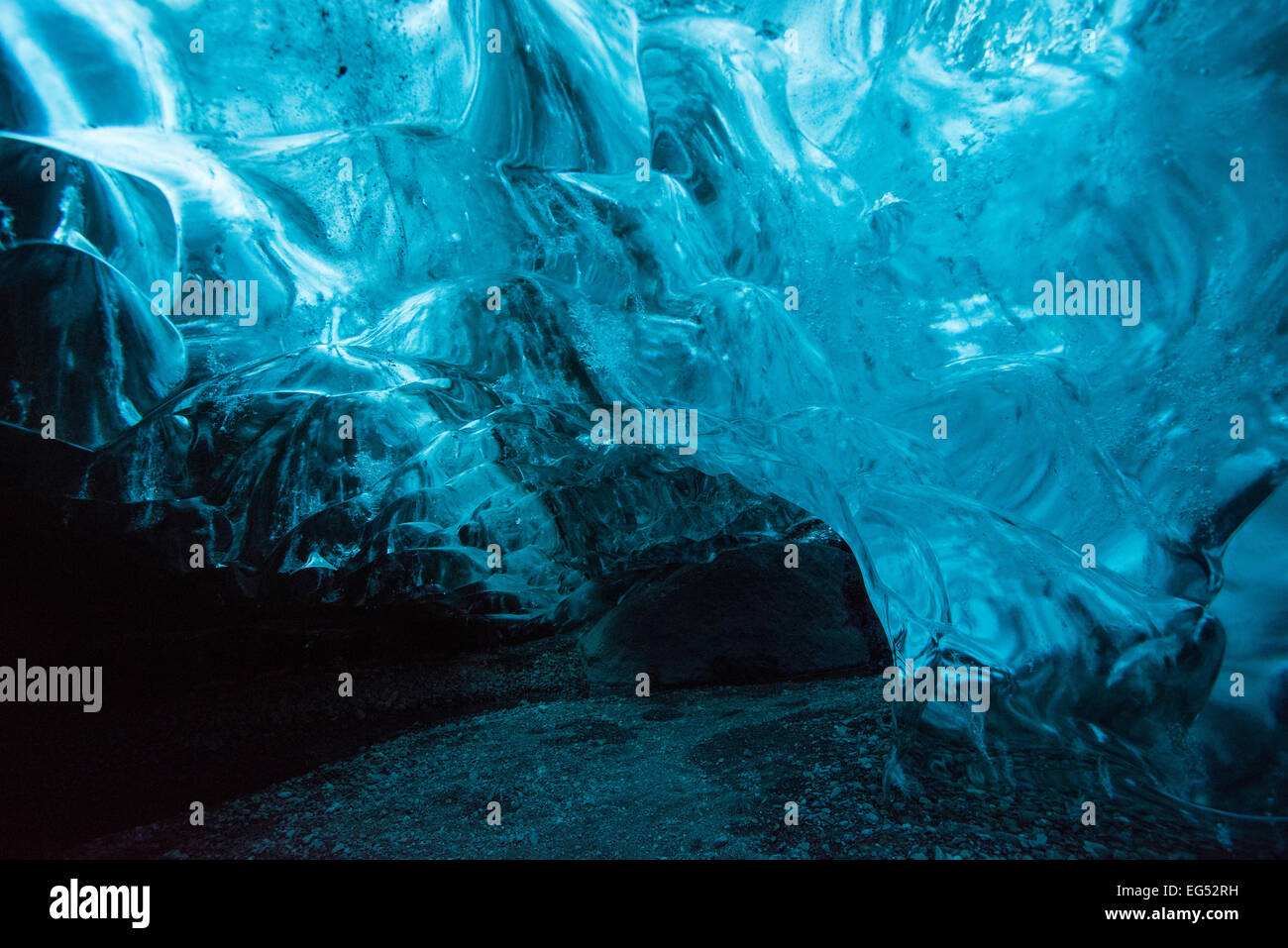 Inside a glacier ice cave in South East Iceland Stock Photo - Alamy