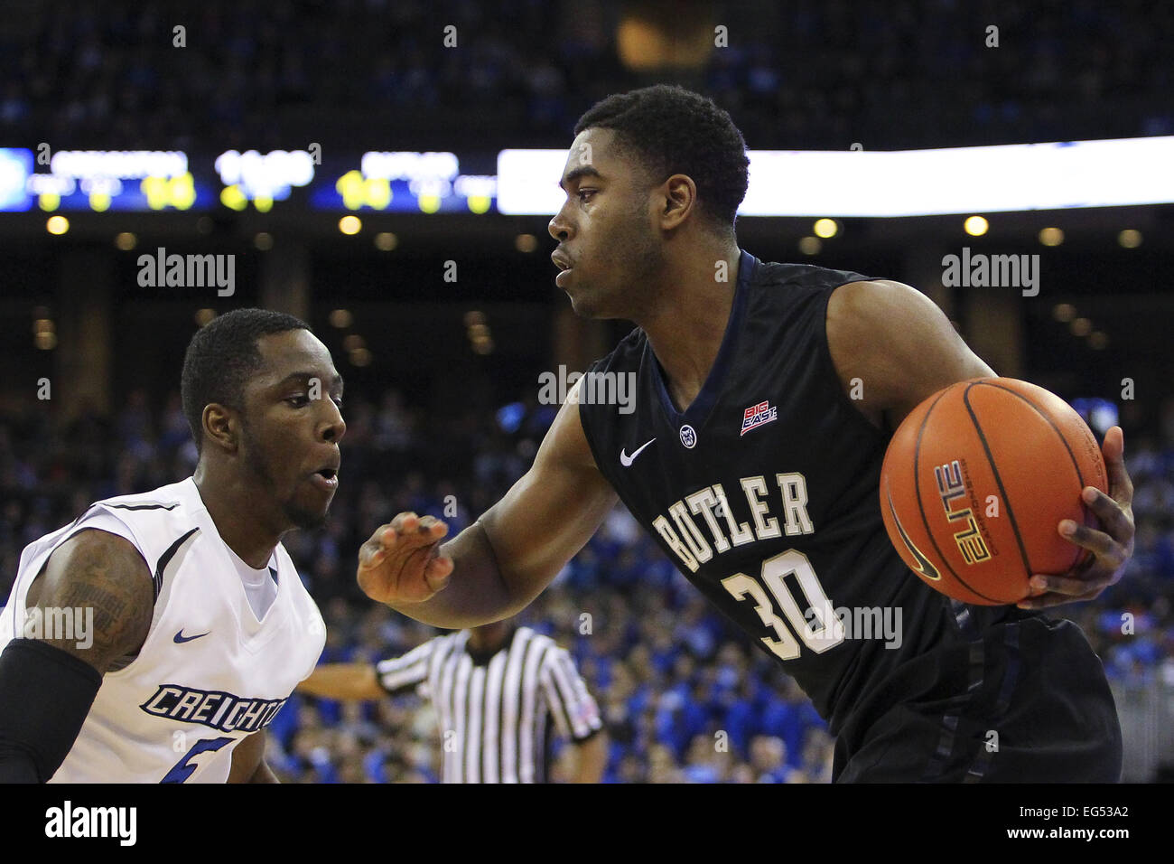 Omaha, Nebraska, USA. 16th Feb, 2015. Butler Bulldogs forward KELAN ...