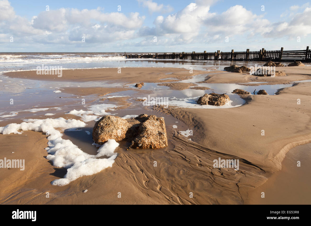 Walcott beach in Winter on the north Norfolk coast, in England, UK ...