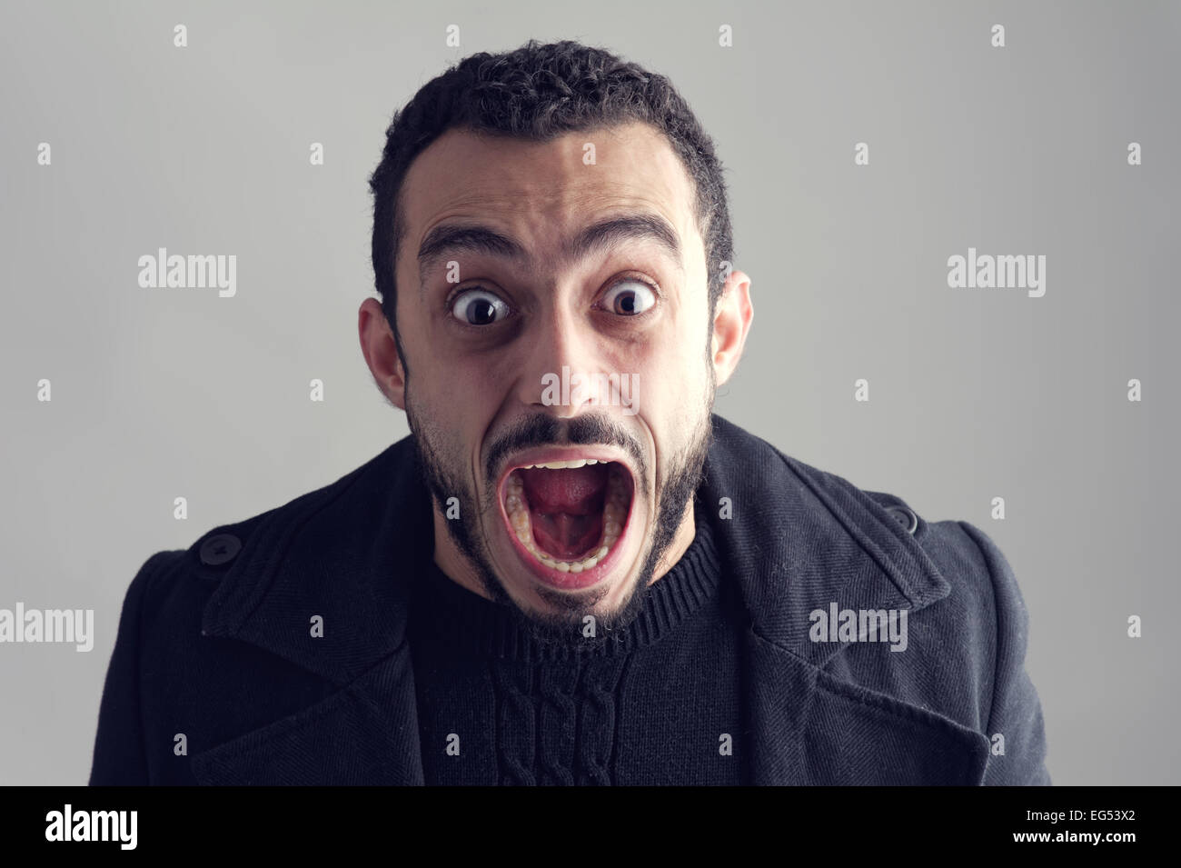 Man with a surprised facial expression, Surprise, Man Screaming Stock ...