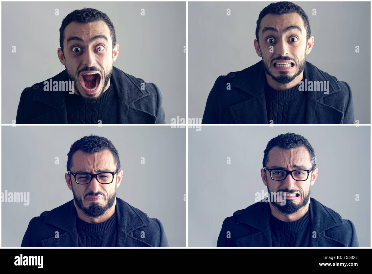 Young Man Expressing different Emotions Stock Photo - Alamy