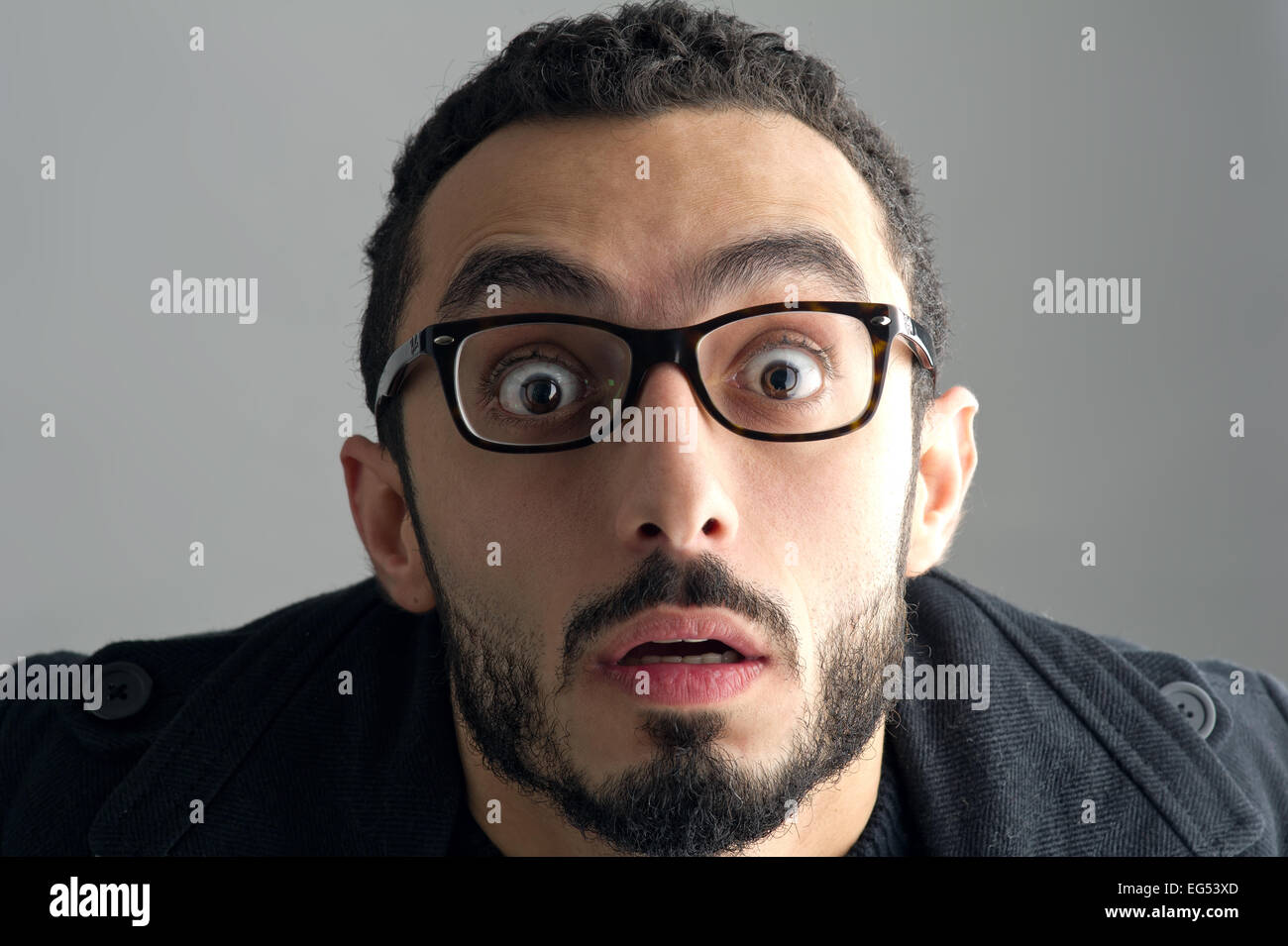 Man with a surprised facial expression, Surprise expression Stock Photo ...