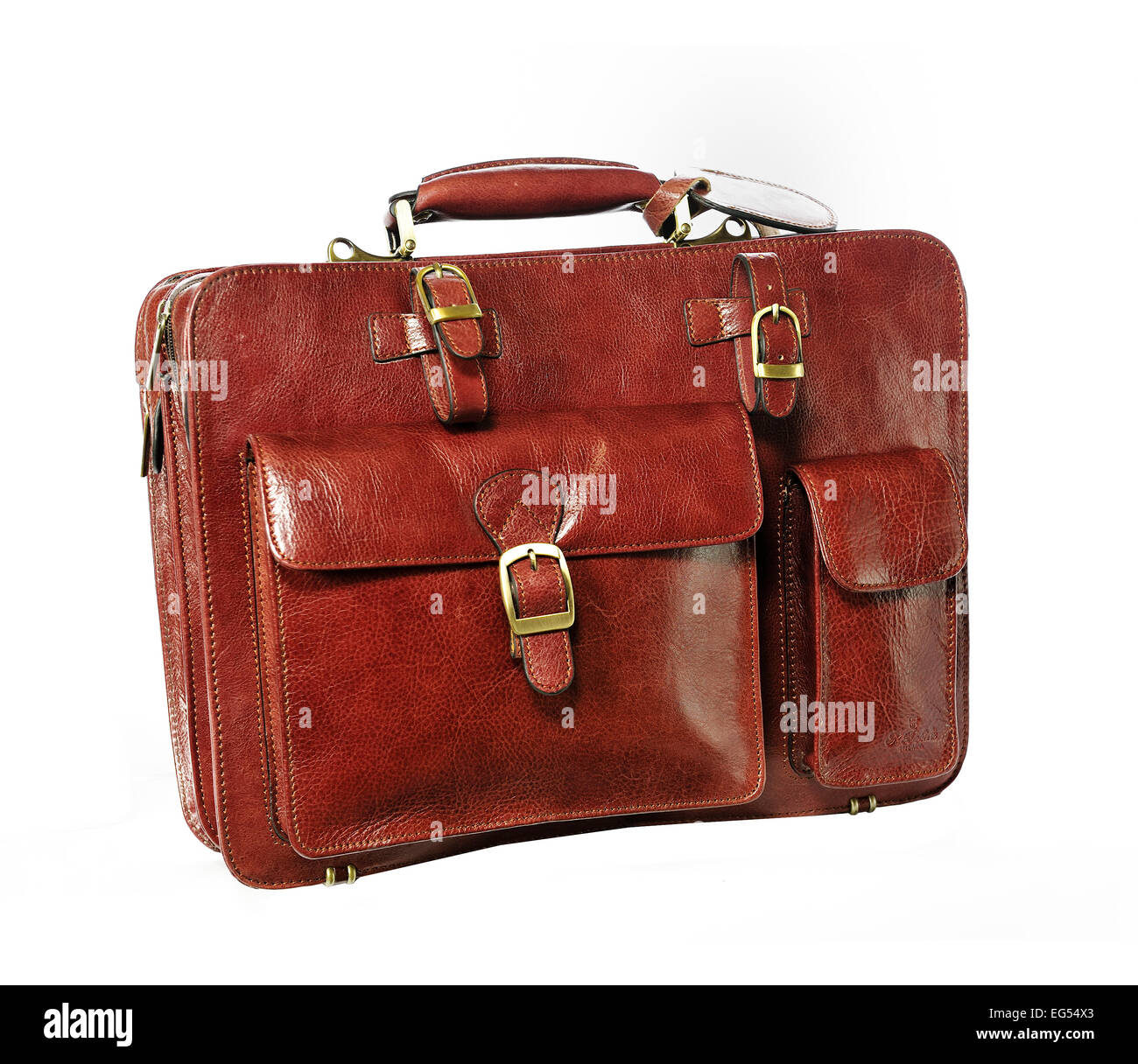Tan / brown leather briefcase Stock Photo - Alamy