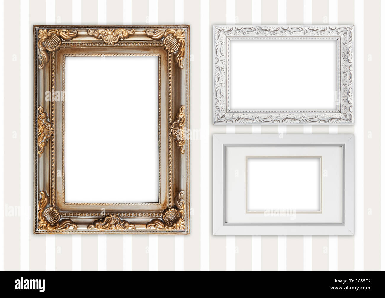 different picture frame on a green striped wall Stock Photo - Alamy