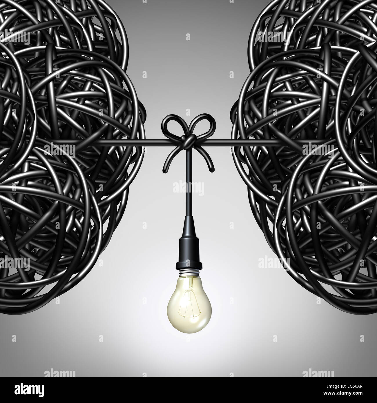 Team ideas and collaboration concept as two groups of tangled electric ...