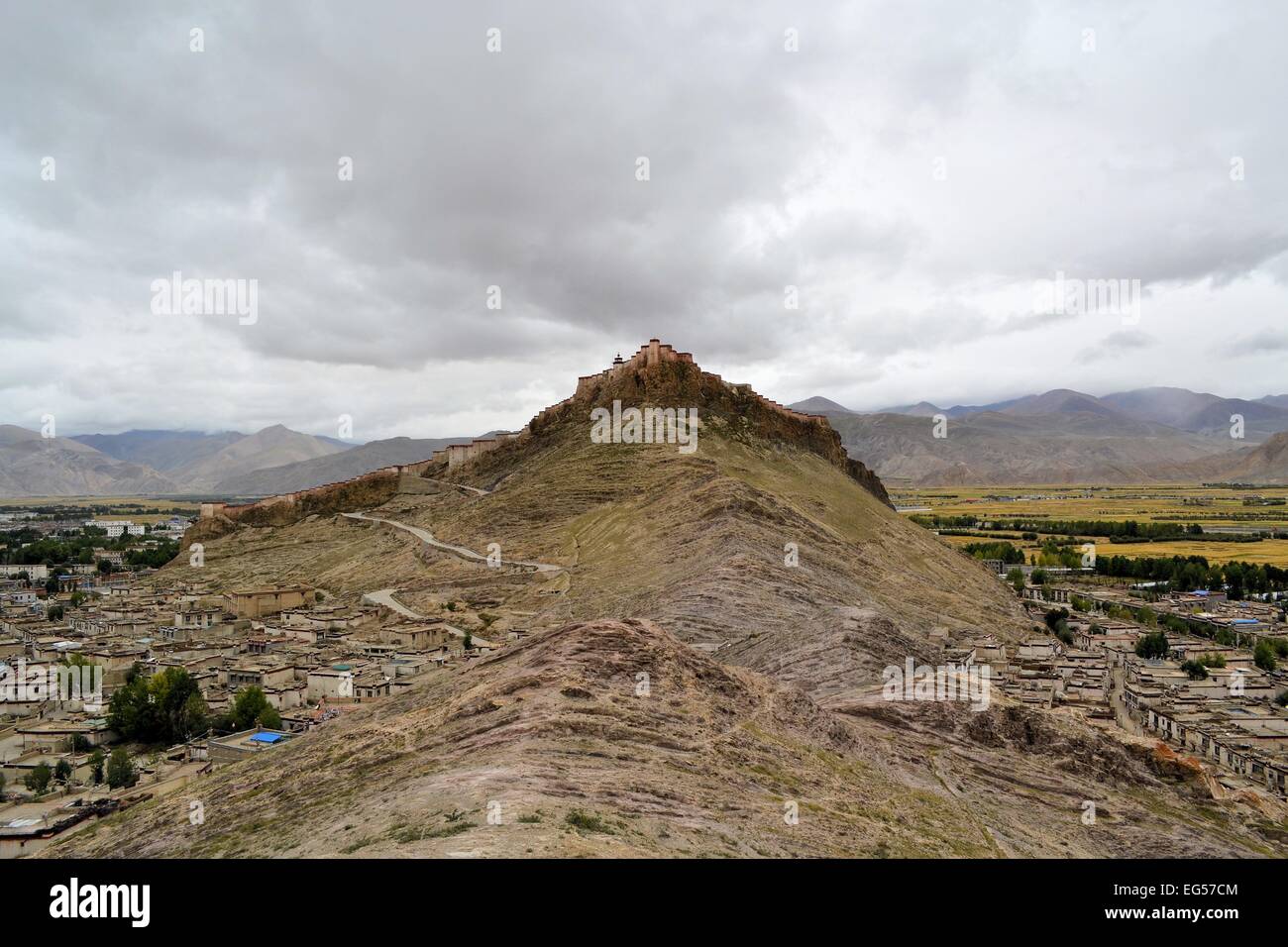 The clouds covered famous Gyantse fort in Tibet of China Stock Photo ...