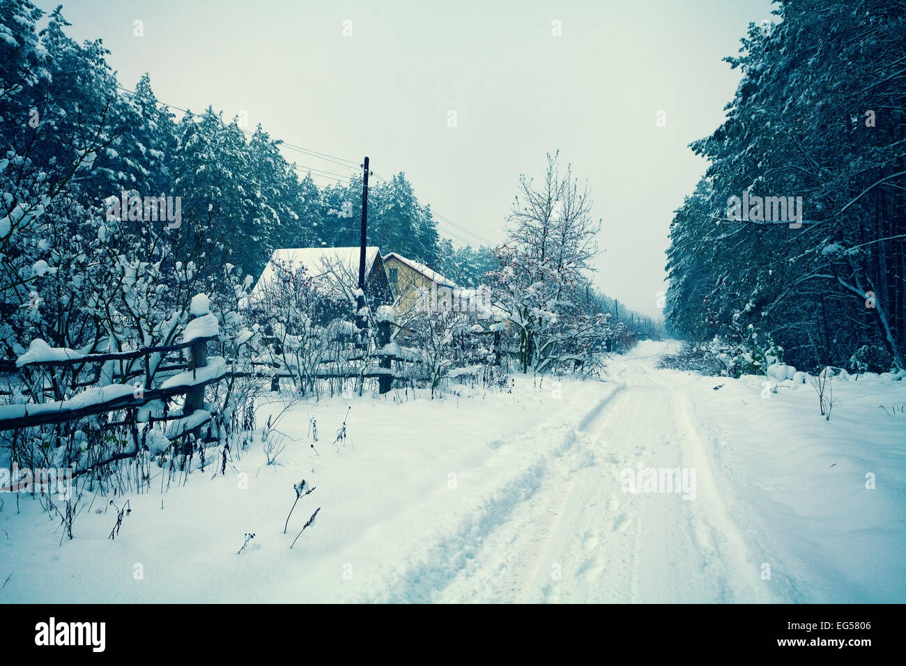 Snowy rural landscape Stock Photo - Alamy