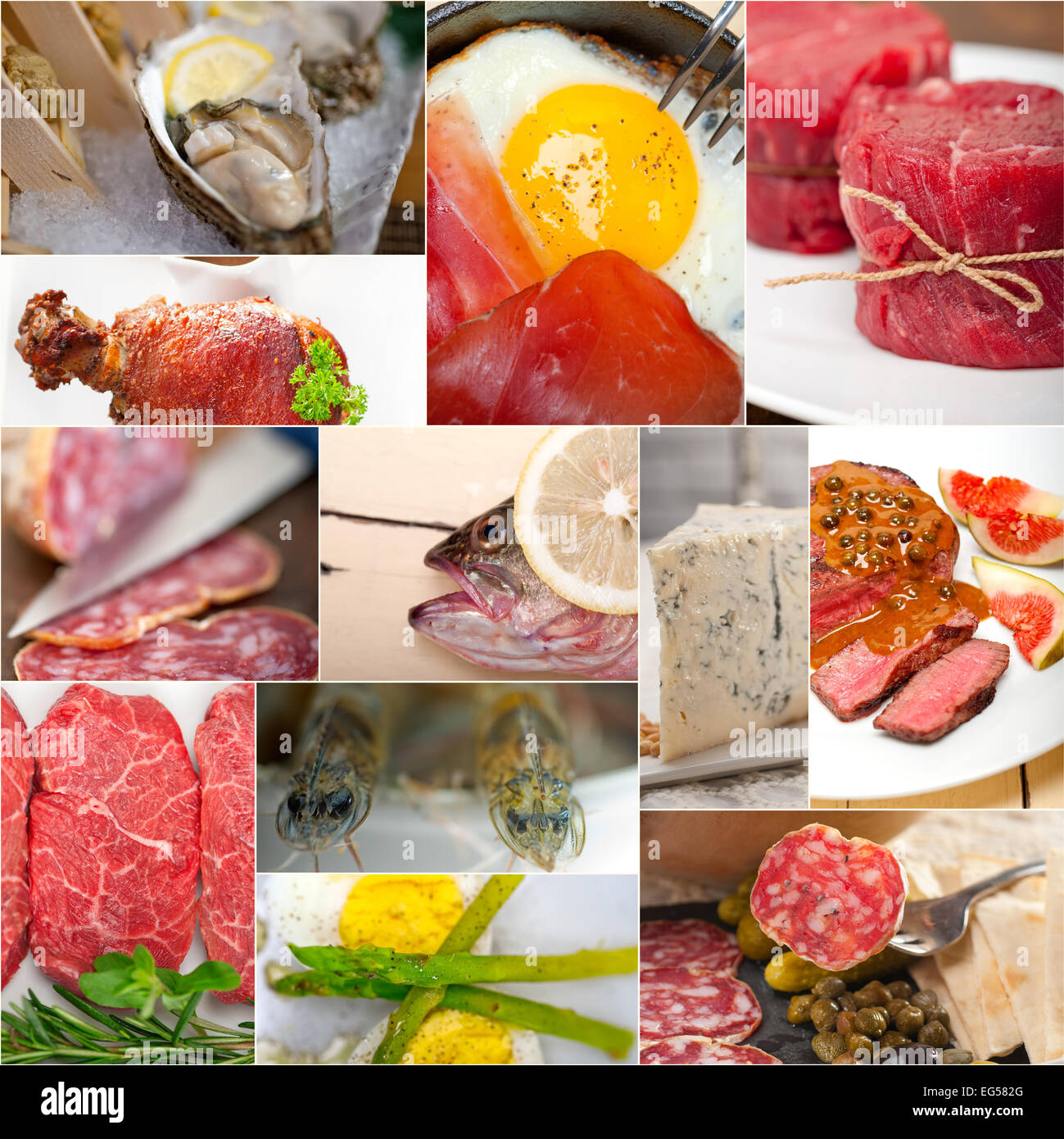 High protein food collection collage hi-res stock photography and ...