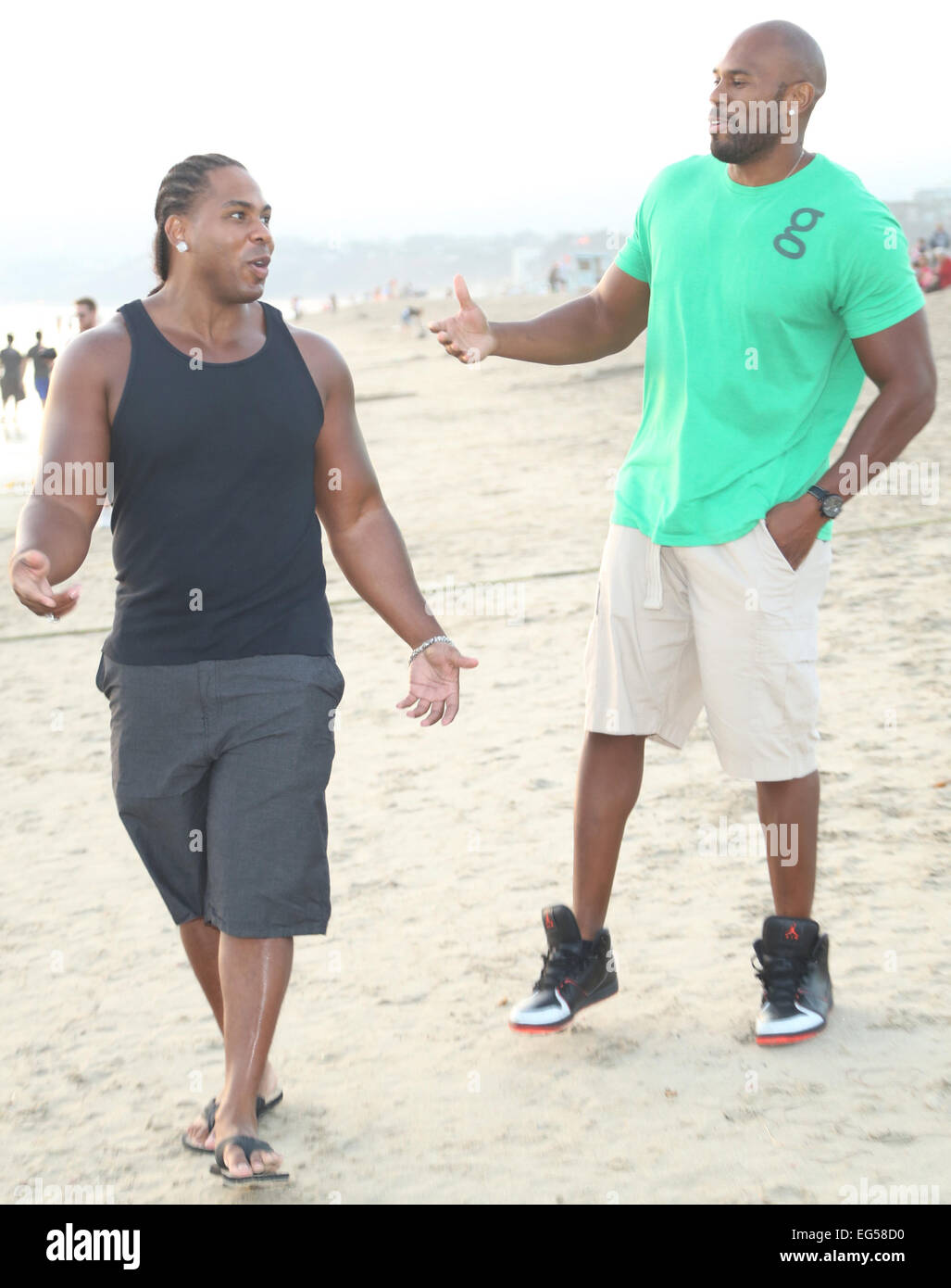 Celebrities on Santa Monica Beach Featuring: Shad Gaspard,JTG Where ...