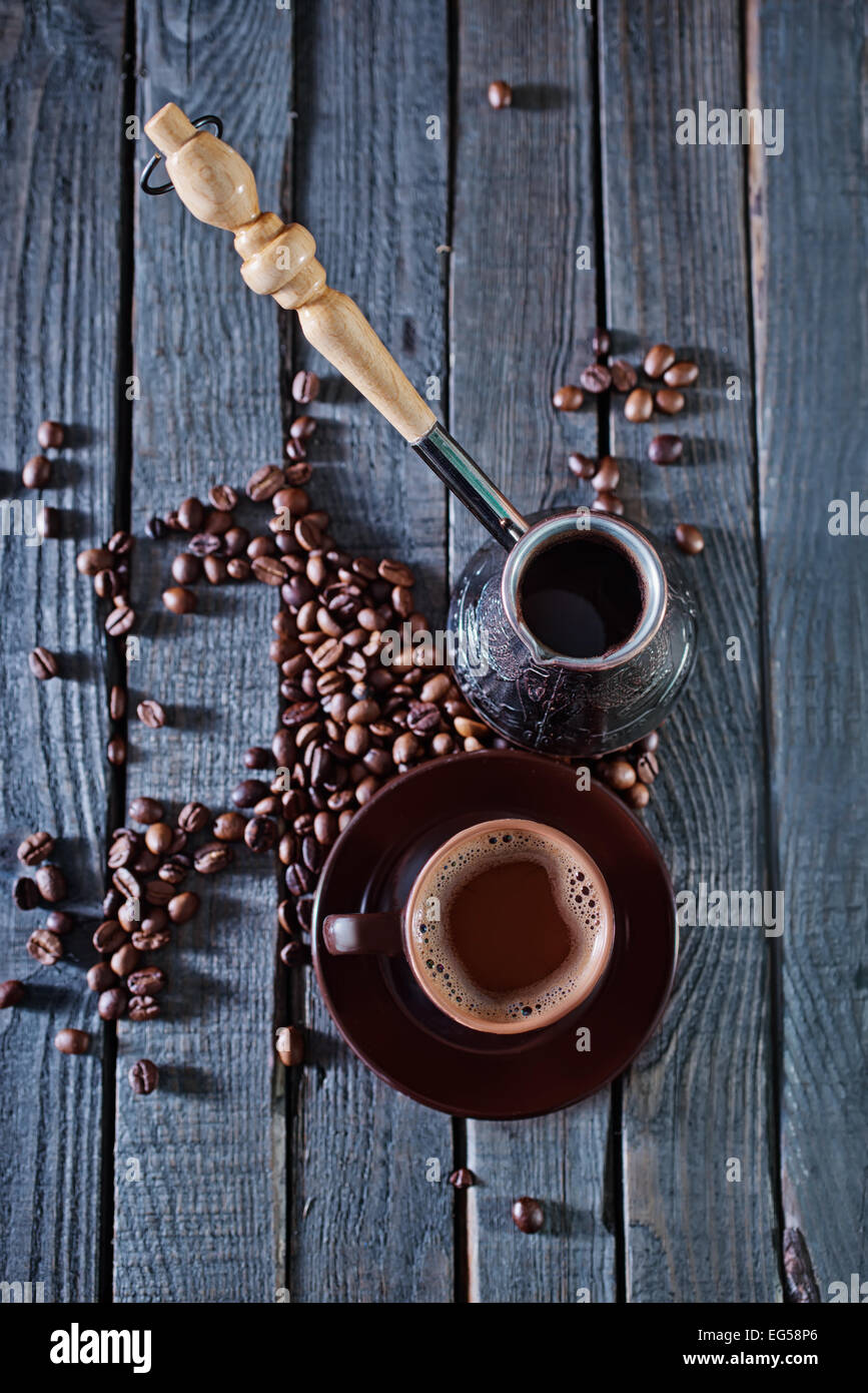 coffee background, coffee on the wooden table Stock Photo - Alamy