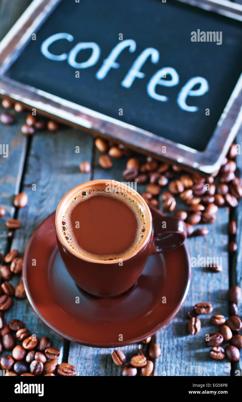 coffee background, coffee on the wooden table Stock Photo - Alamy