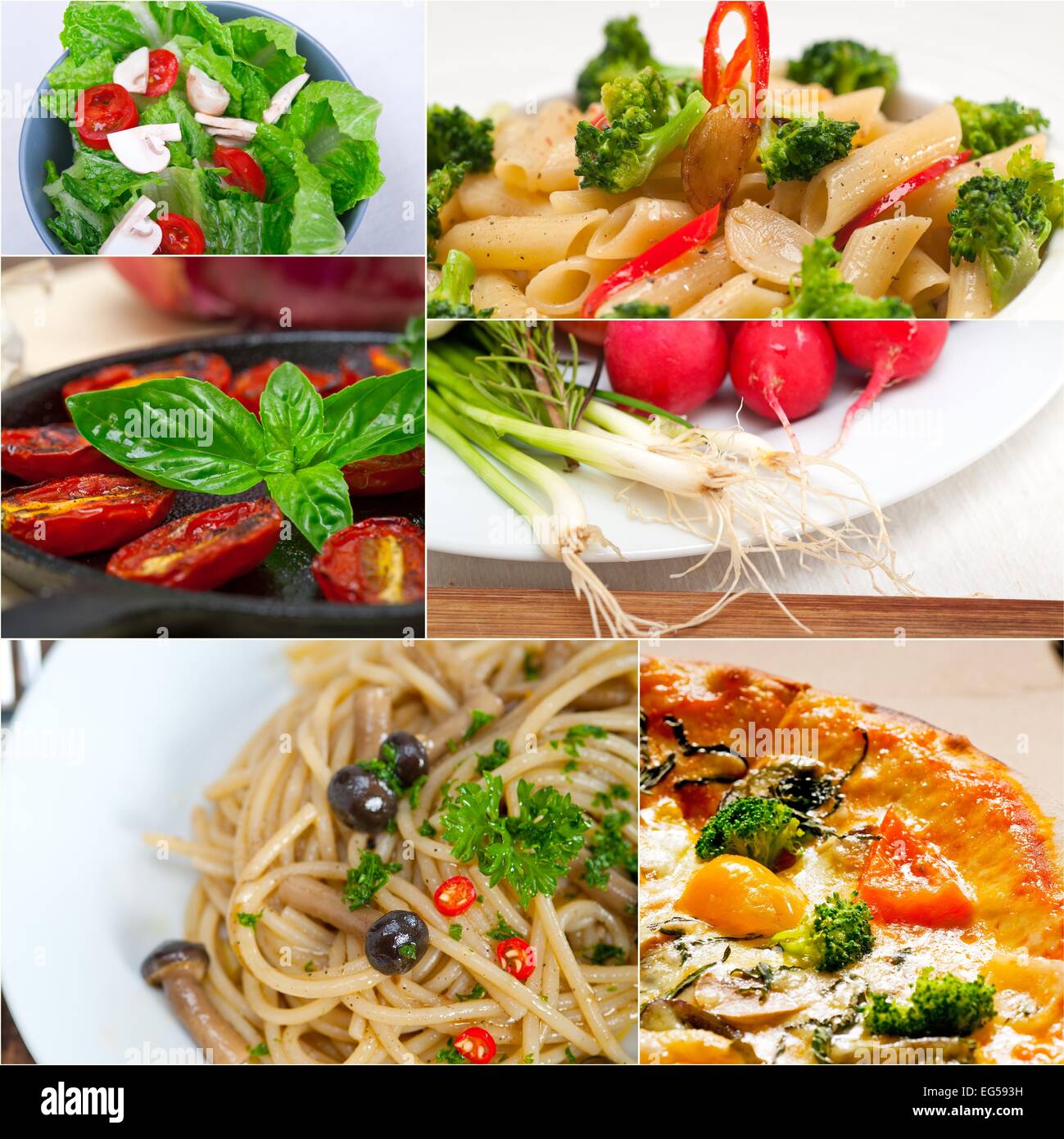 healthy Vegetarian vegan food collage nested on white frame Stock Photo ...
