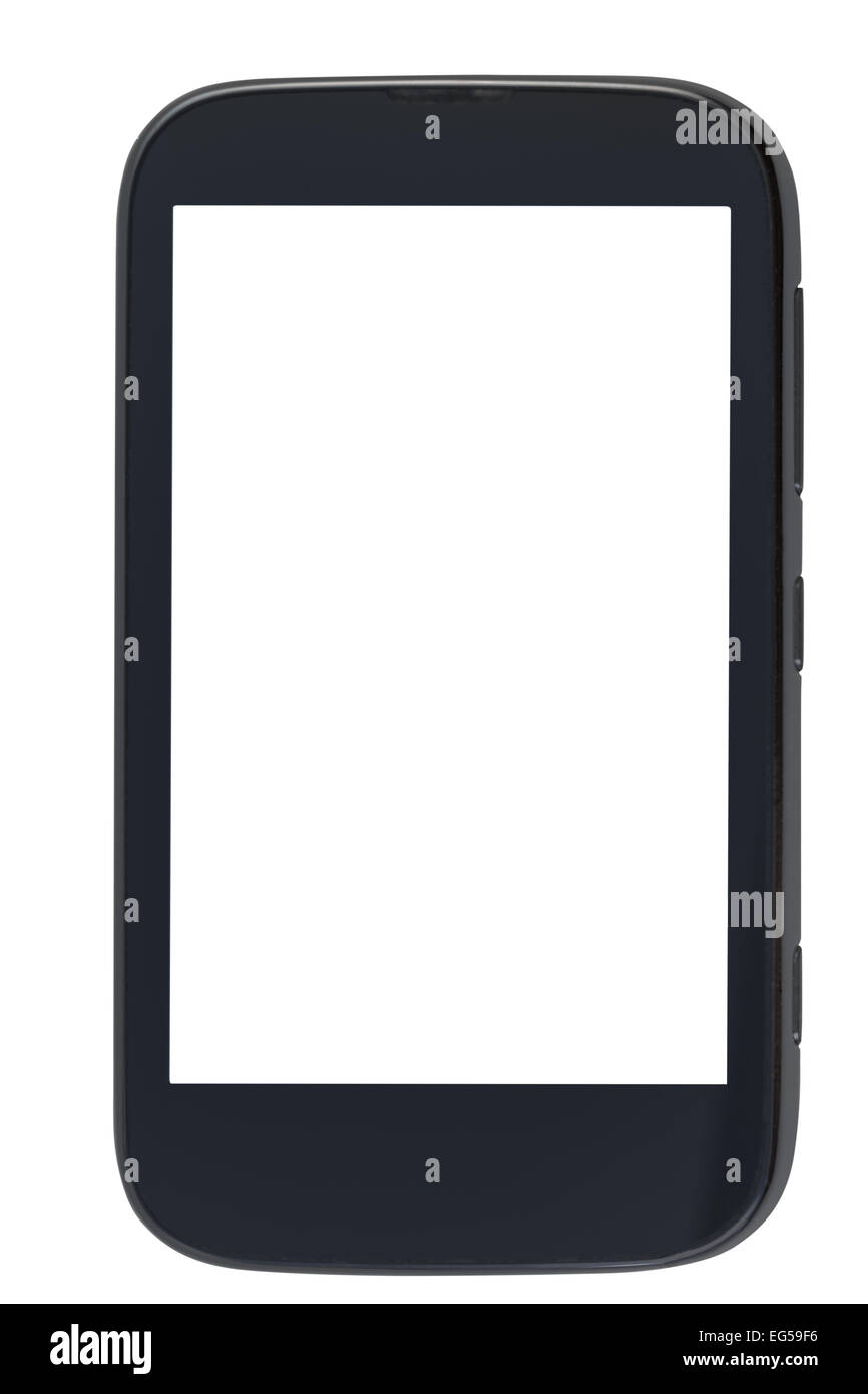 front view of smartphone with cut out screen isolated on white ...