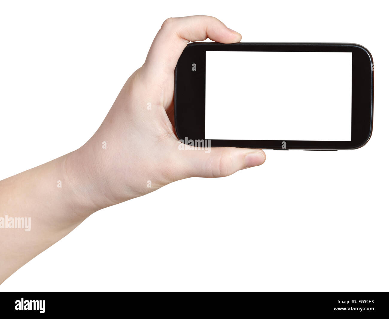 Girl holding smart phone Cut Out Stock Images & Pictures - Alamy