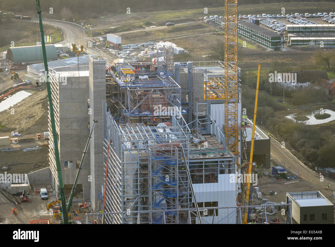An aerial view of the construction of an Energy From Waste plant in ...