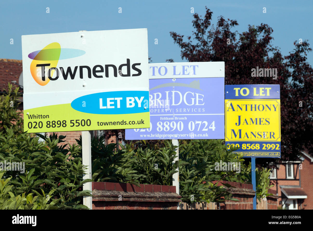 Three letting signs outside flats in West London, UK Stock Photo - Alamy