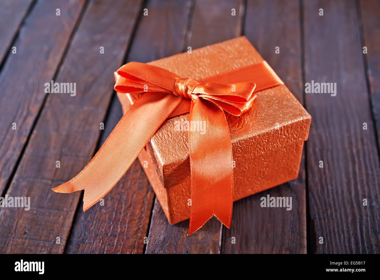 box for present on the wooden table Stock Photo - Alamy