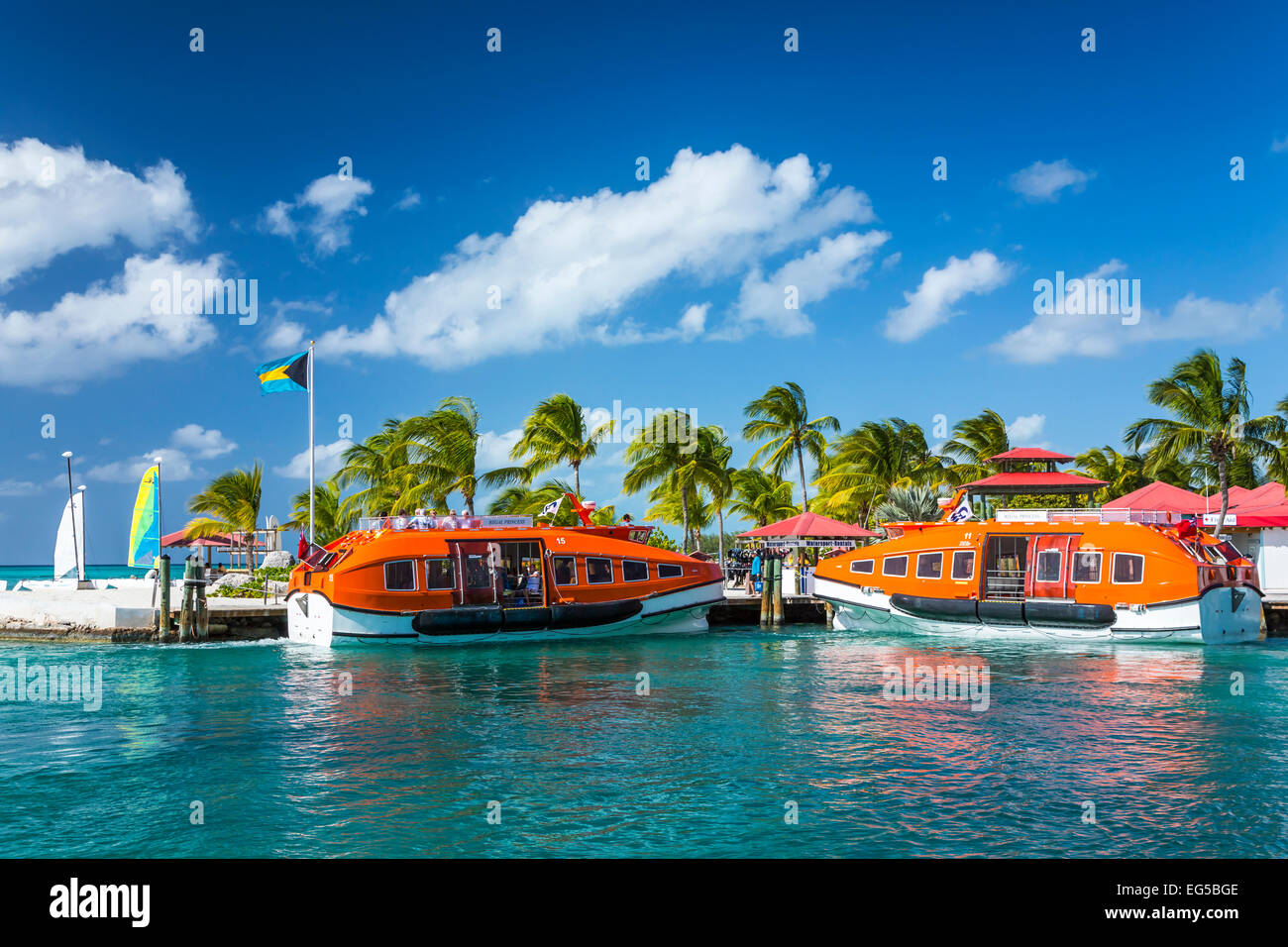 The Regal Princess tender boats in operation at Princess Cays, Bahamas ...