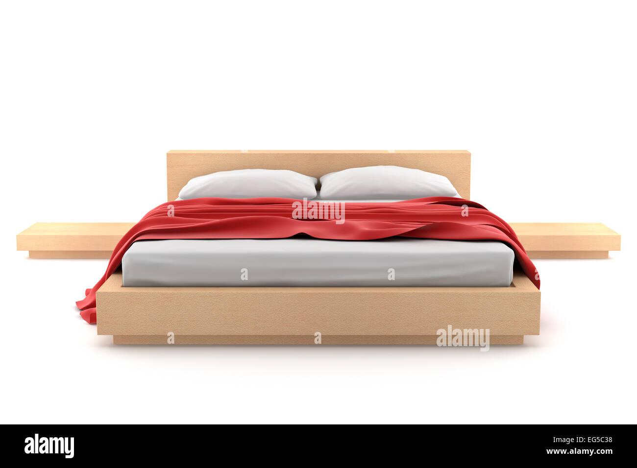 wooden bed isolated on white background Stock Photo - Alamy