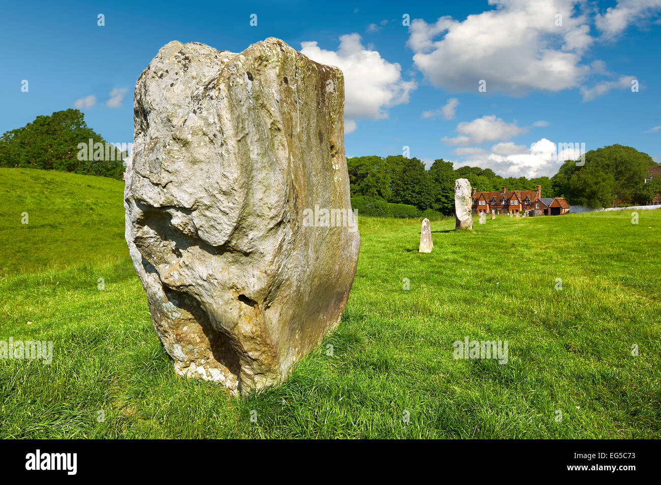 Avebury neolithic standing stone circle, largest in England at sunset ...