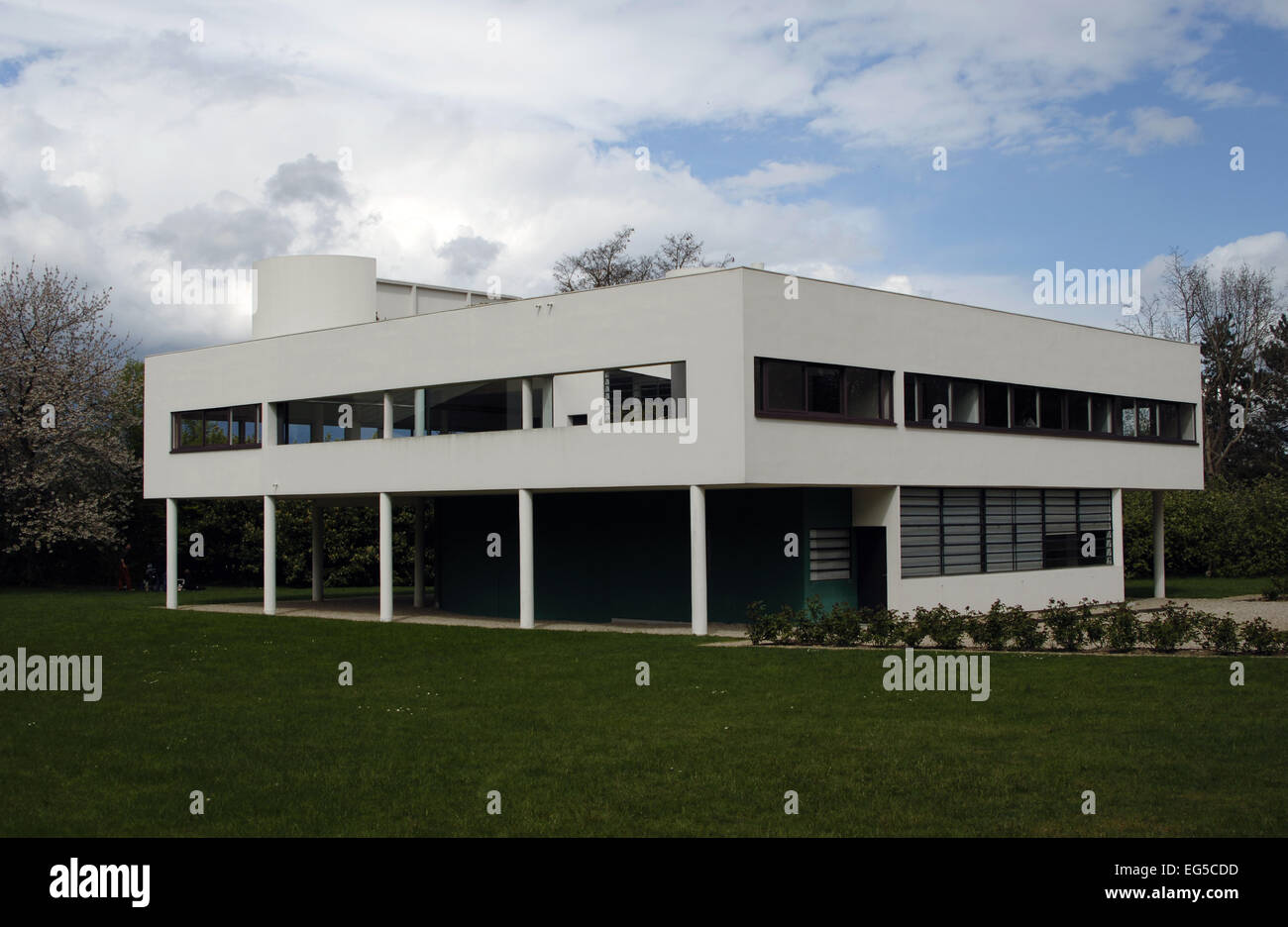 France. Poissy. Villa Savoye. Designed by Swiss architects Le Corbusier ...