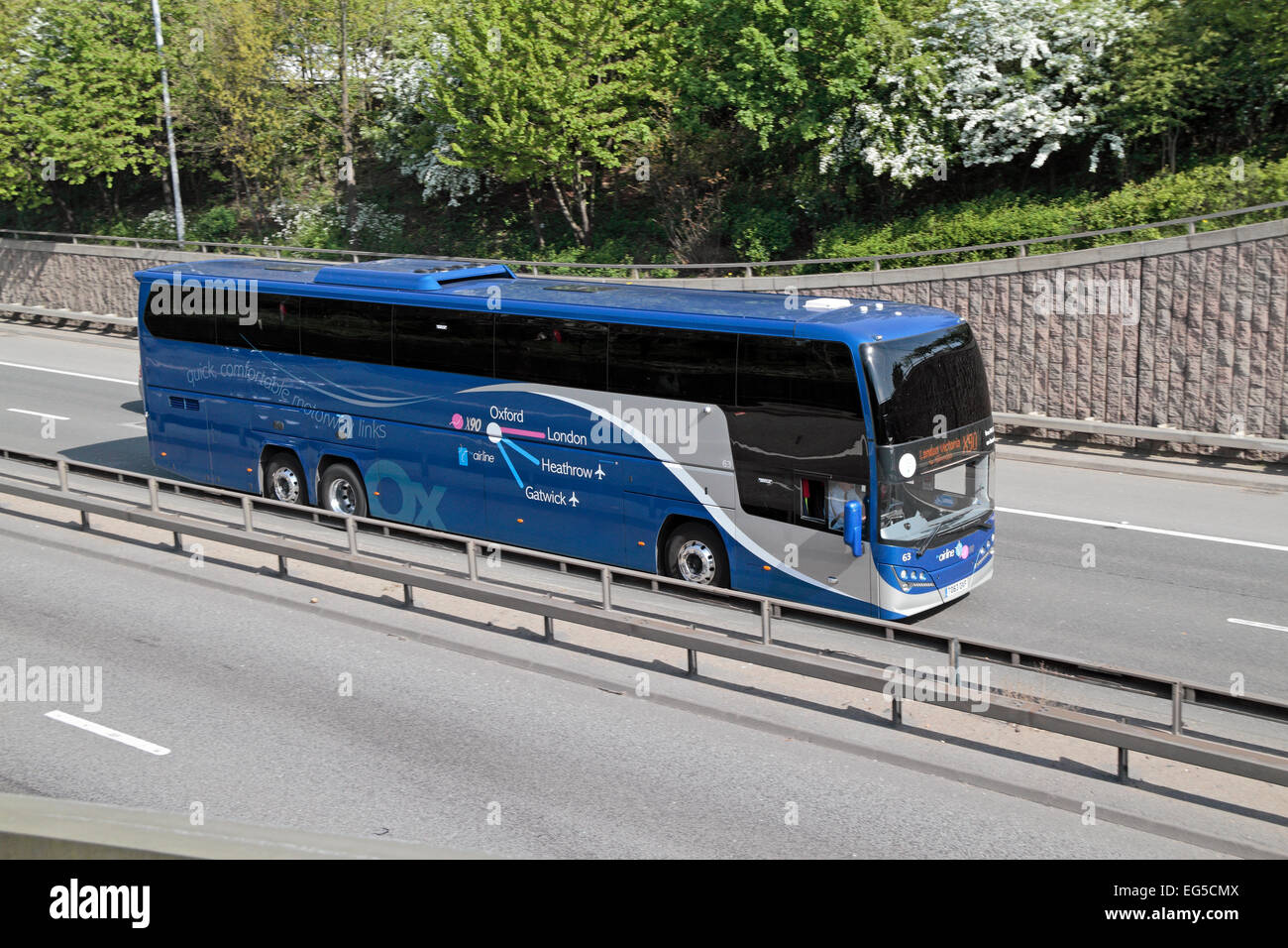An Oxford Bus Company X90 coach on the A40 in West London, UK Stock ...