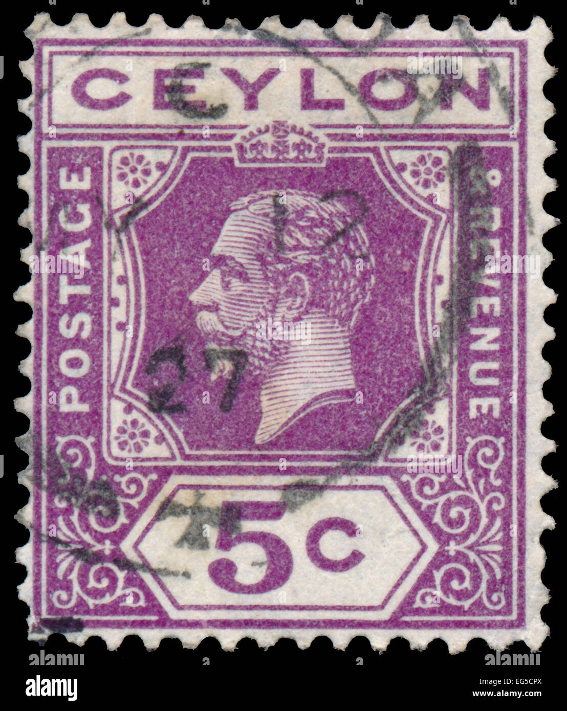 CEYLON - CIRCA 1911: A stamp printed in CEYLON shows image of the ...