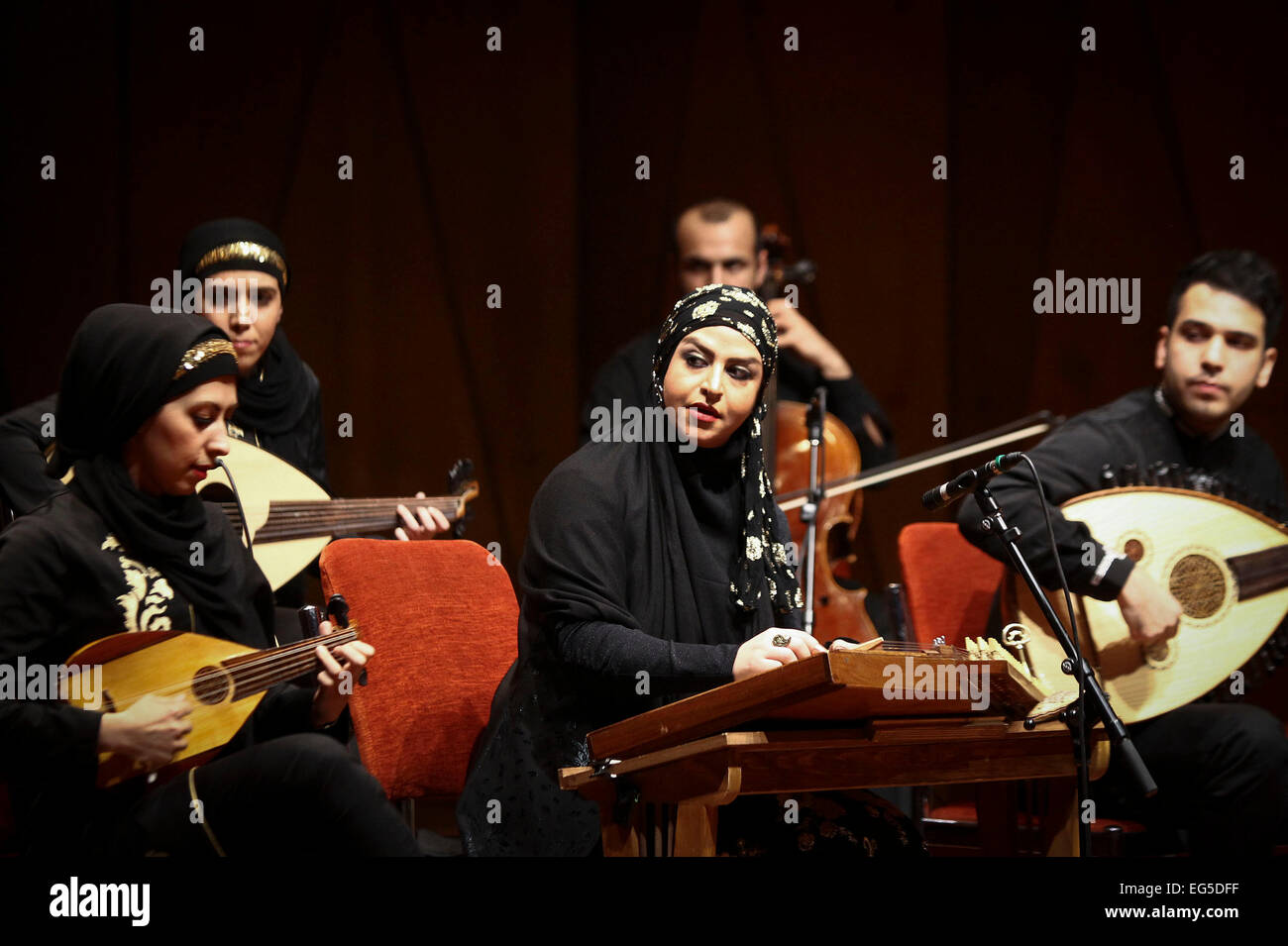 Tehran, Iran. 16th Feb, 2015. Iranian musicians play traditional ...