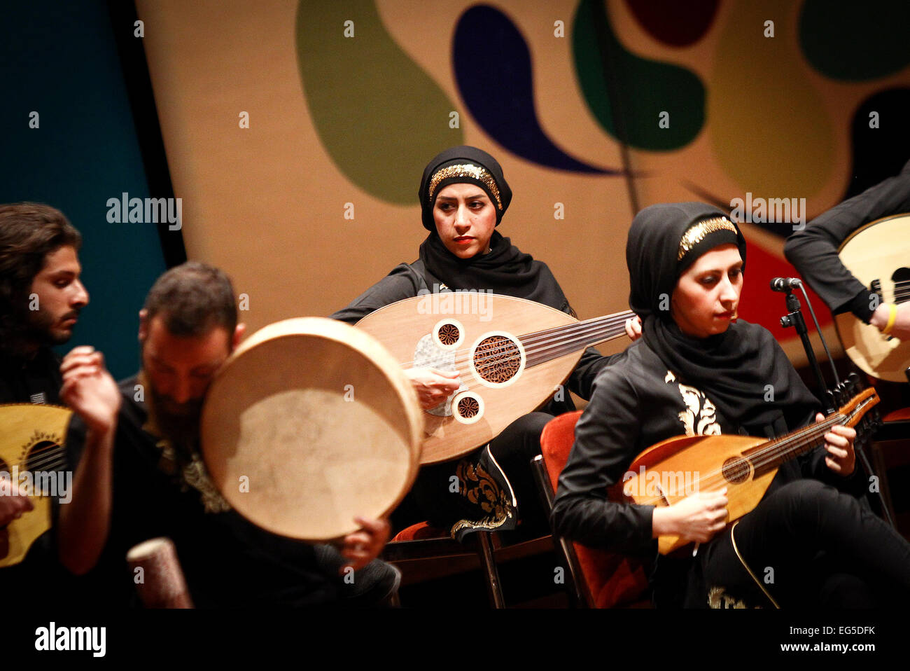 Tehran, Iran. 16th Feb, 2015. Iranian musicians play traditional ...