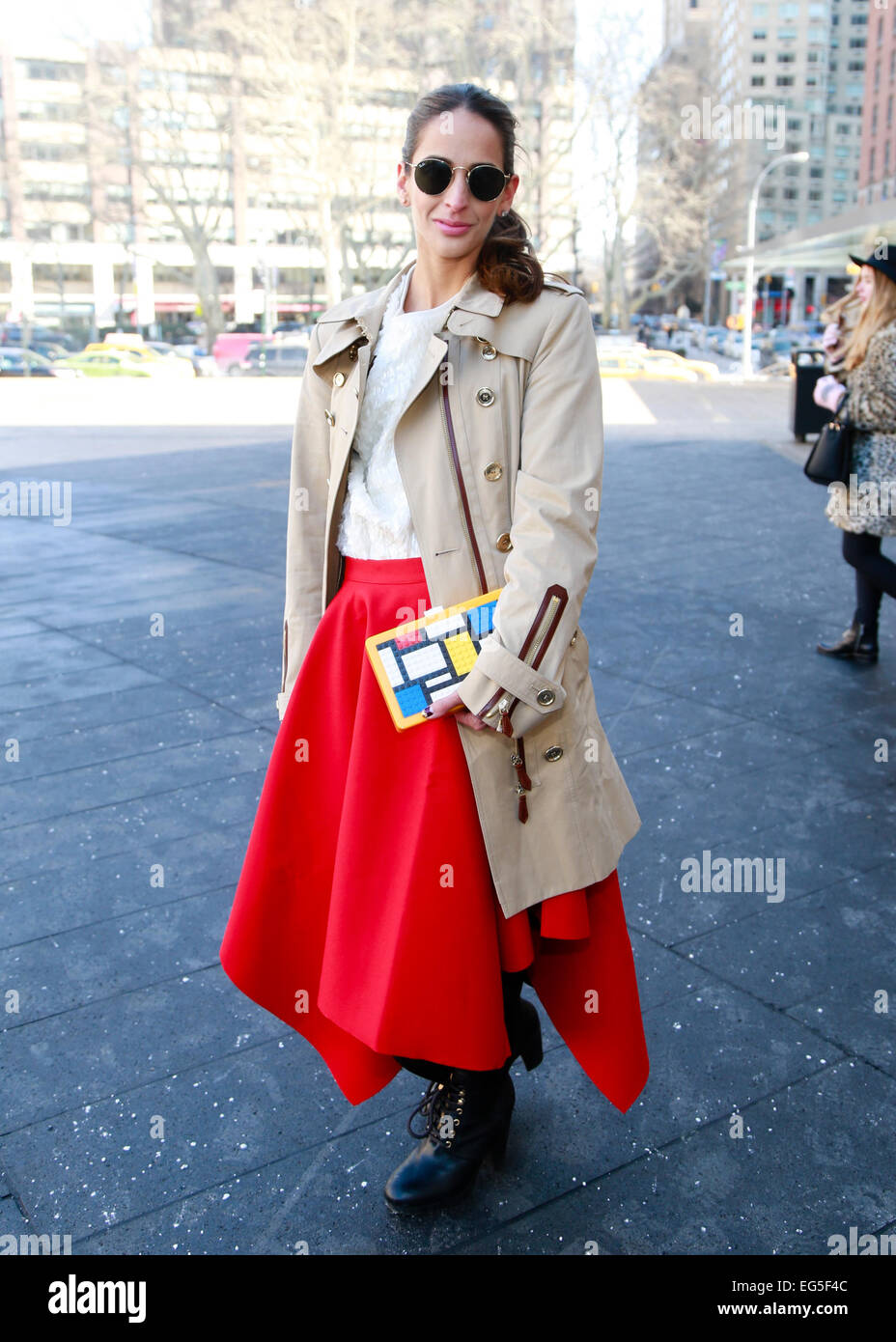 Iman Hasan arriving at the Carmen Marc Valvo runway show in New York ...