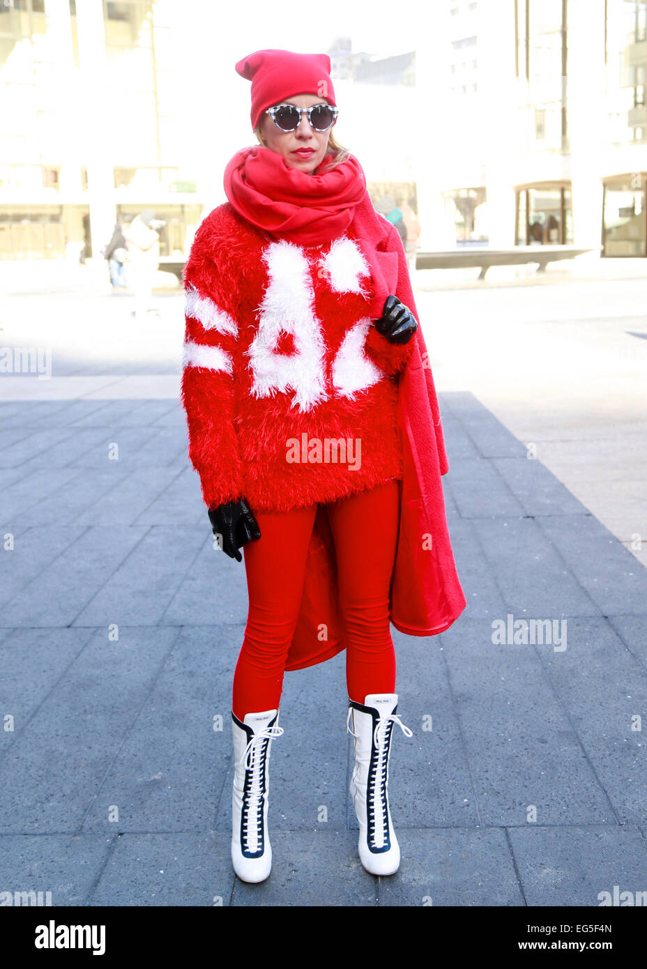 New York, New York, USA. 16th Feb, 2015. Blogger Denisa Palsha arriving ...