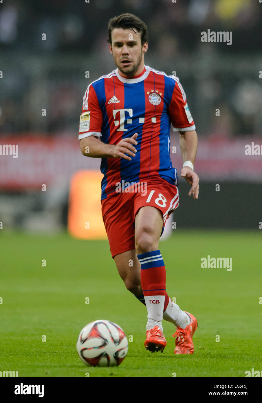 Munich, Germany. 14th Feb, 2015. Bayern Munich's Juan Bernat in action ...