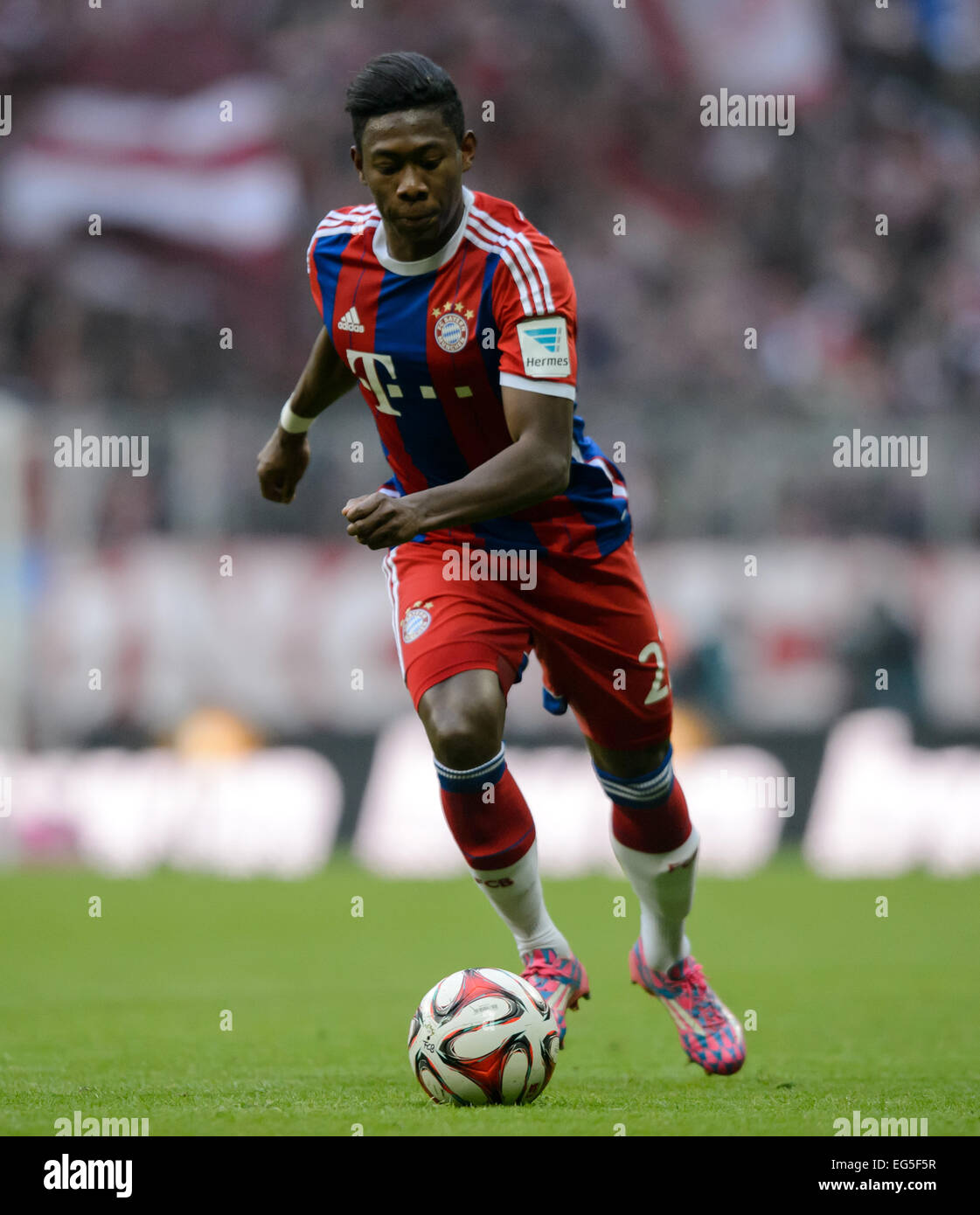 Munich, Germany. 14th Feb, 2015. Bayern Munich's David Alaba in action ...