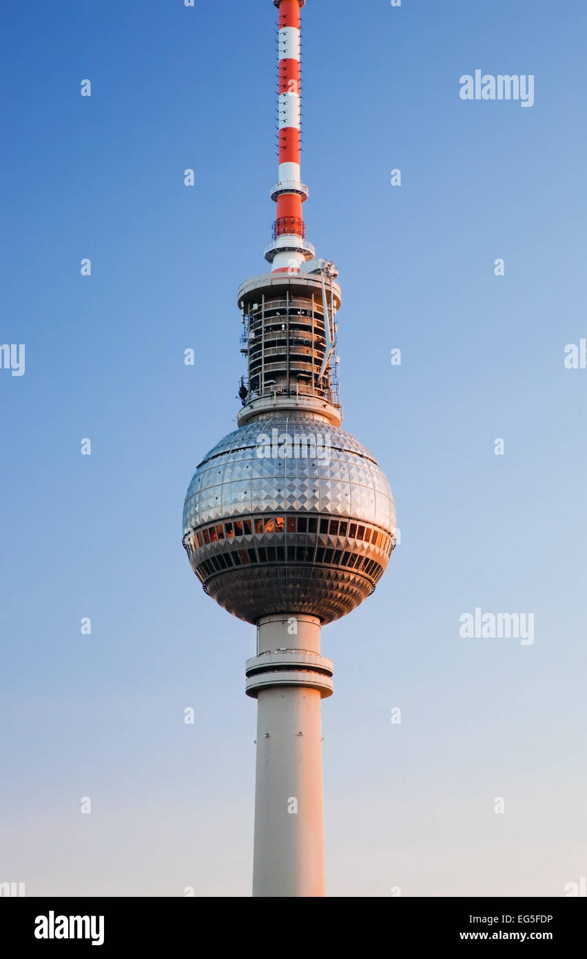 Tv tower or Fersehturm in Berlin, Germany at sunset. Close up Stock ...