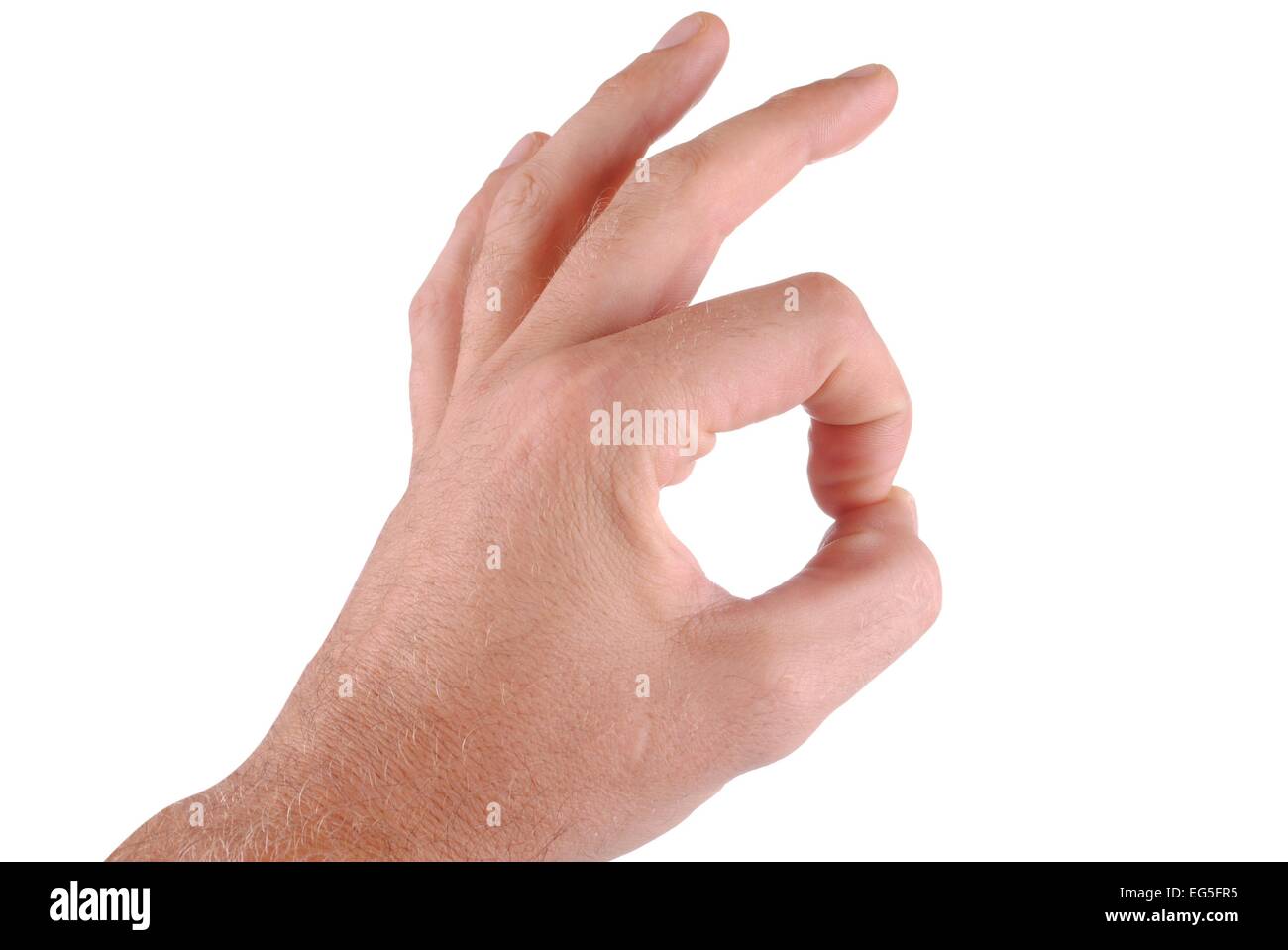 hand makes ok sign, isolated on white background Stock Photo - Alamy