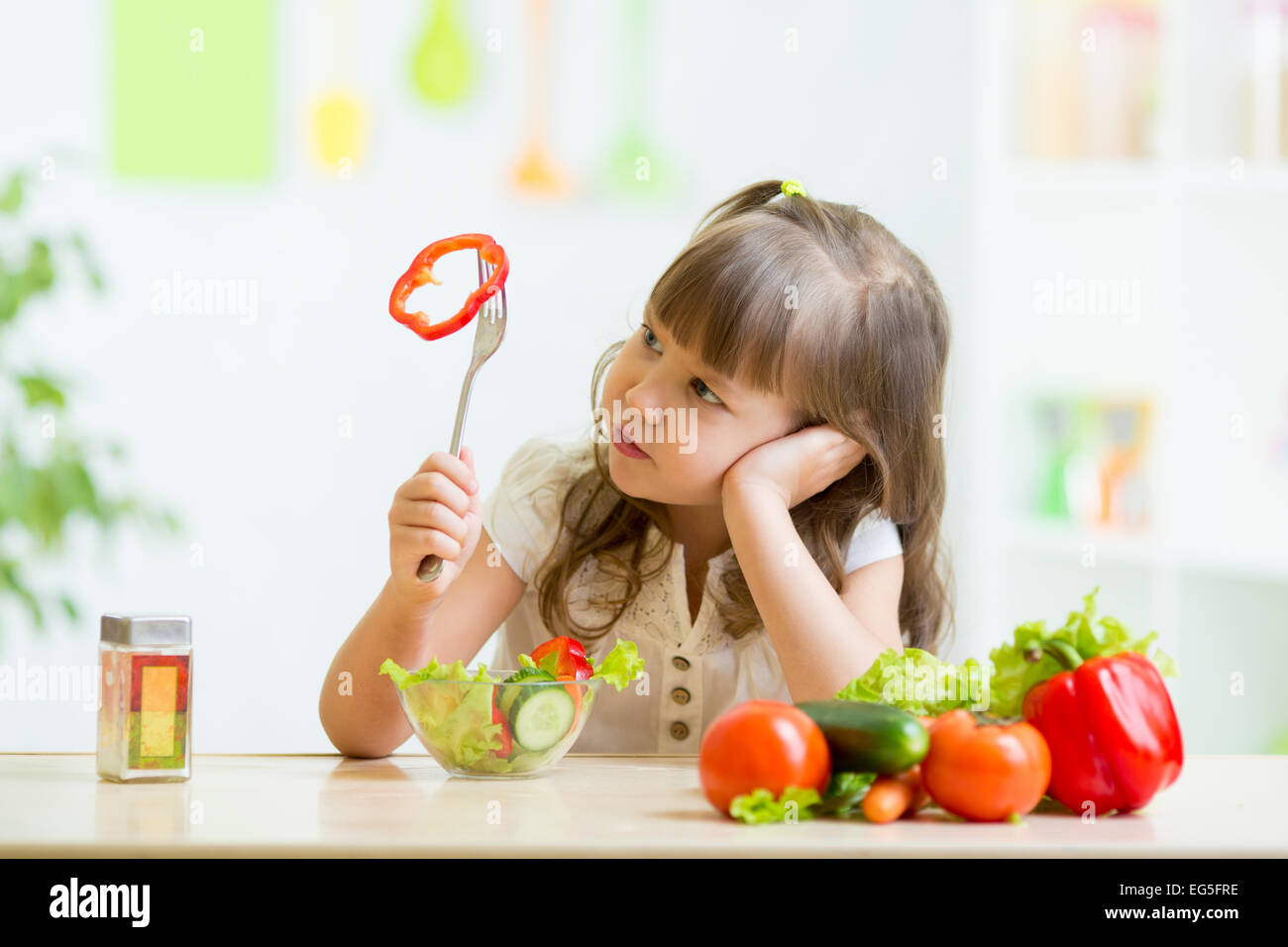 kid refusing to eat his dinner Stock Photo - Alamy