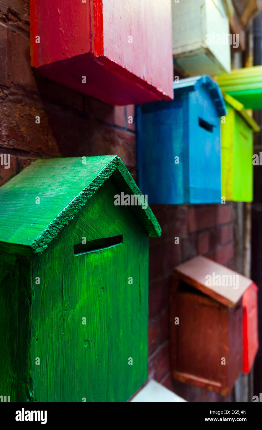 Side View Colorful letter boxes Stock Photo - Alamy