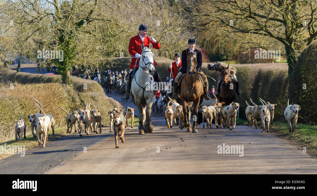 Oakham, UK. 17th February, 2015. Cottesmore Hunt meet. Cottesmore ...