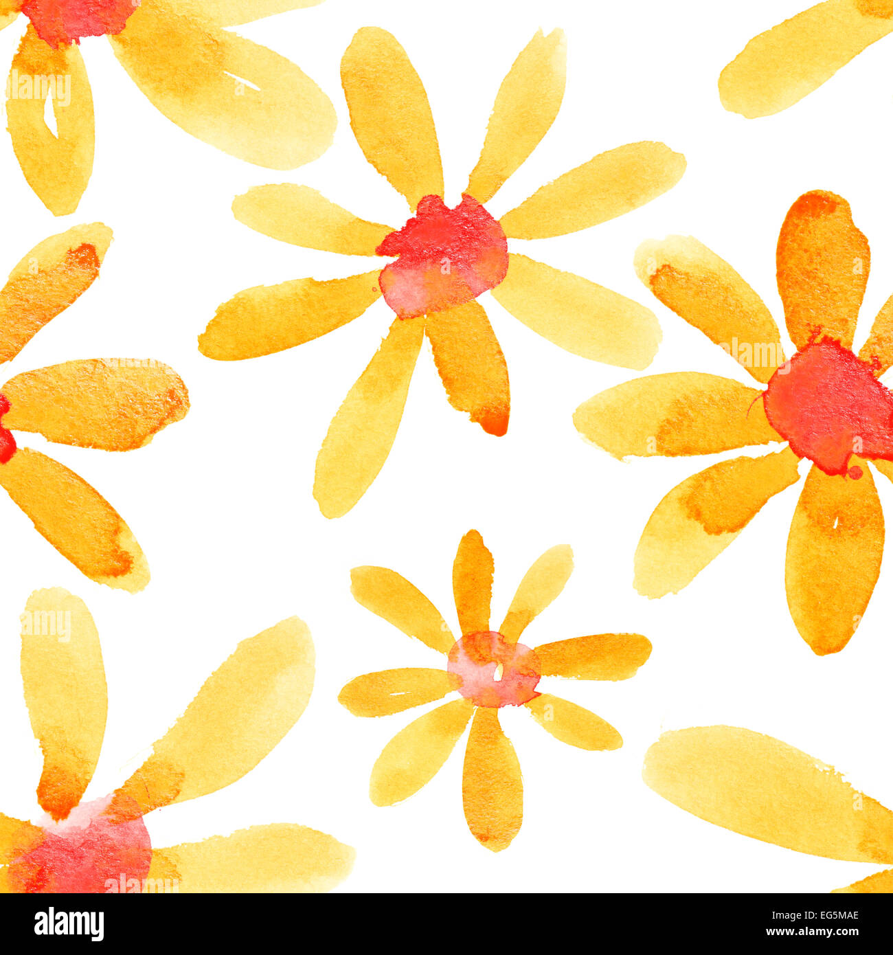 Yellow watercolor flowers - seamless pattern Stock Photo - Alamy