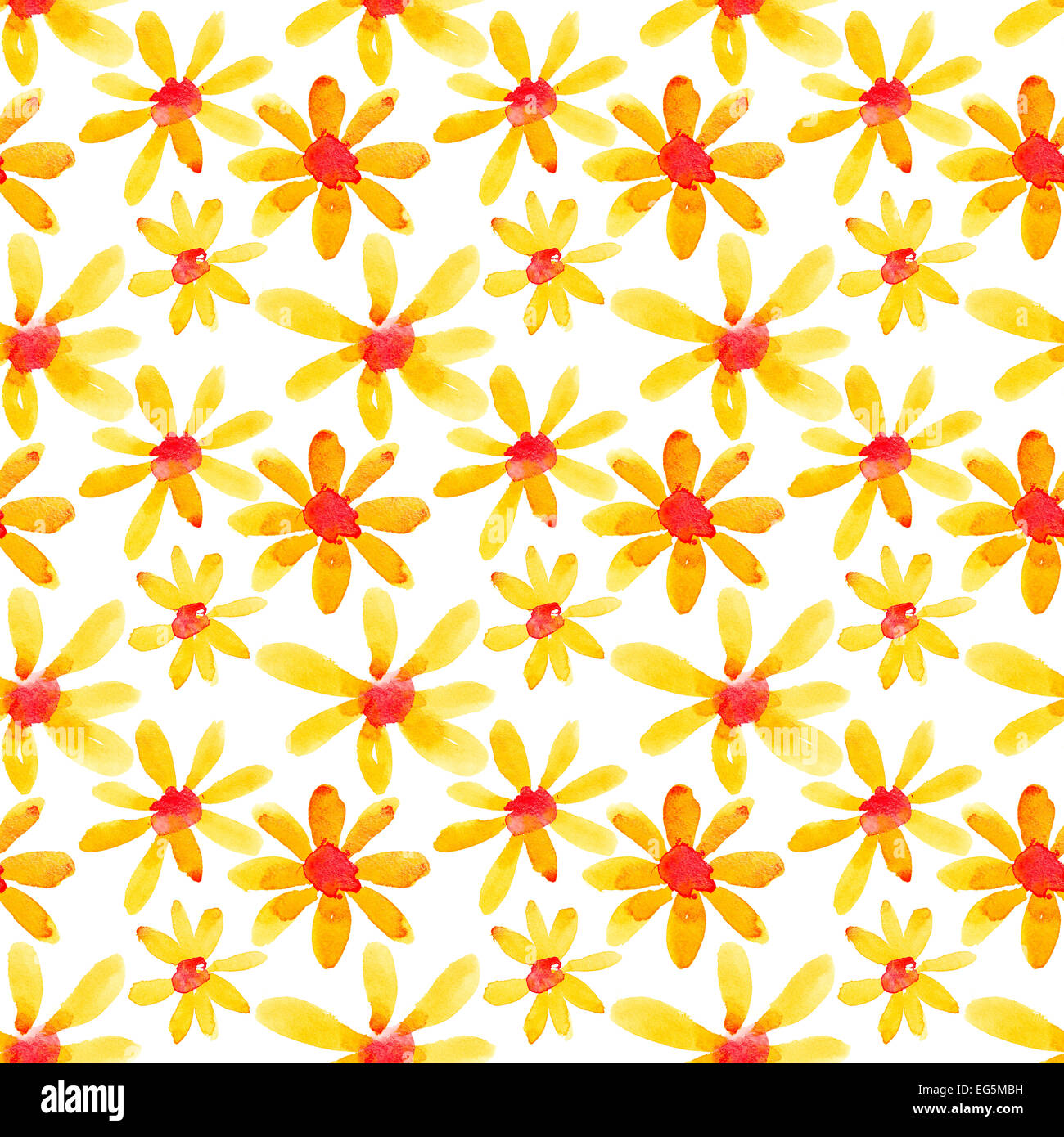 Yellow watercolor flowers - seamless pattern Stock Photo - Alamy