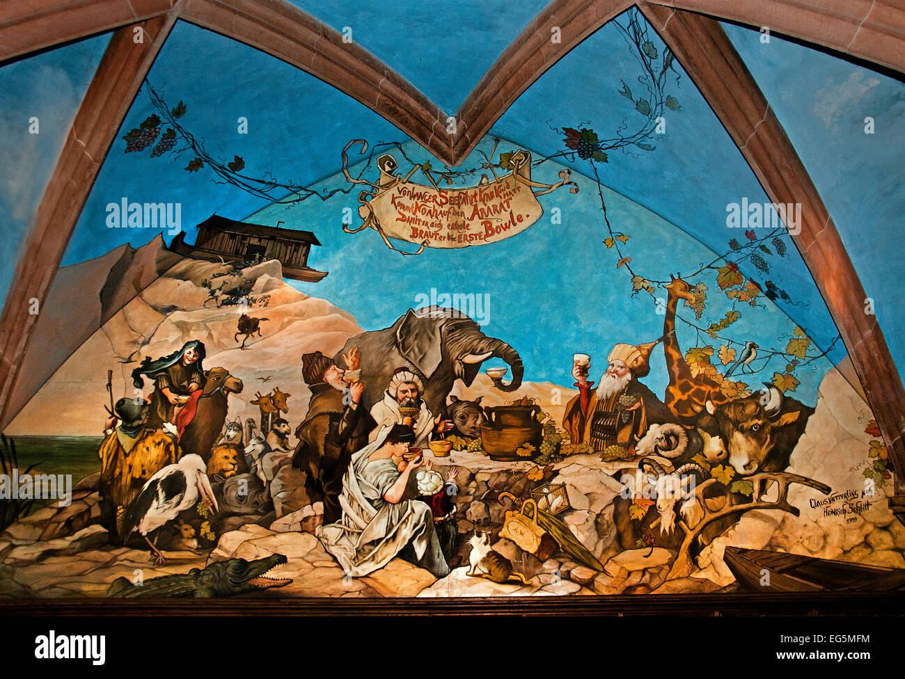 Ratskeller Restaurant Fresco Mural Painting Munich German Germany ...