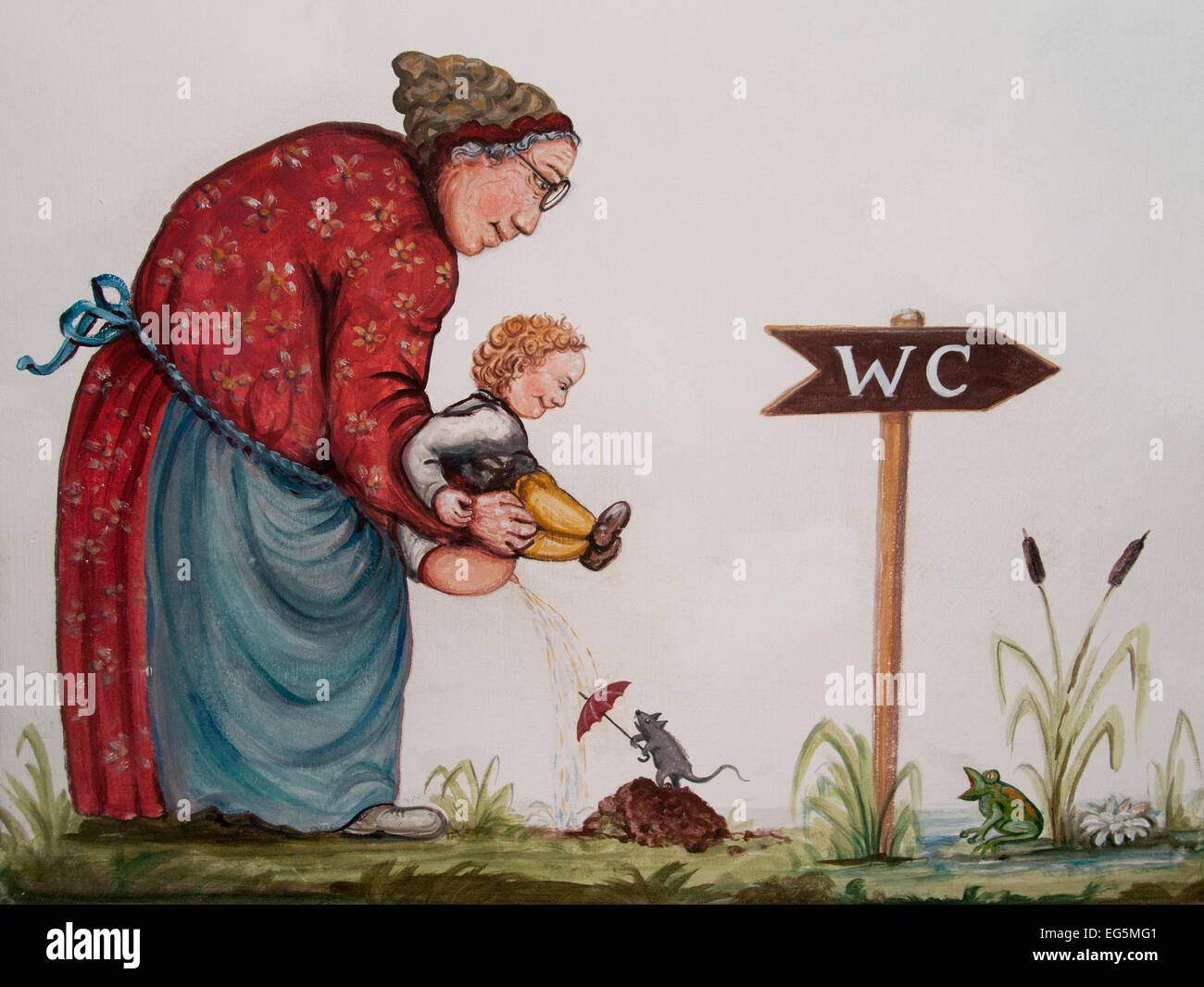 Toilet Sign Ratskeller Restaurant Munich German Germany Old Woman Young ...