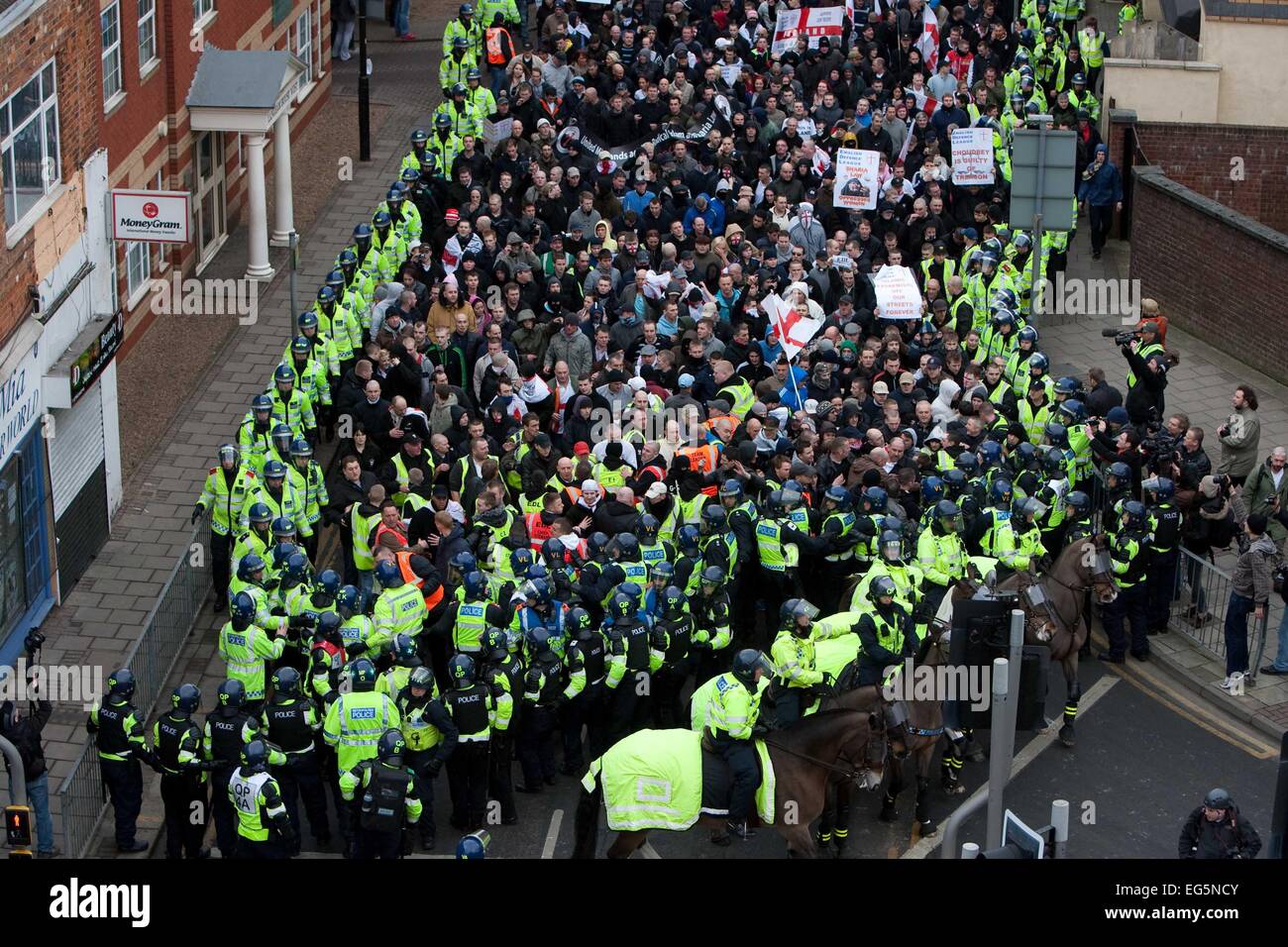 A English Defence League (EDL) protest in London, England. Members of ...