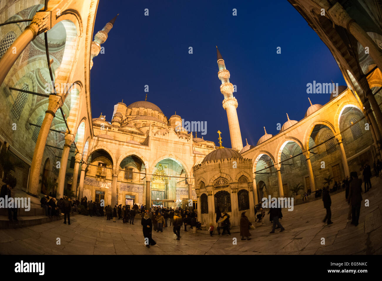 Sahn of New Mosque (Yeni Cami) Istanbul at Dusk ISTANBUL, Turkey — The ...